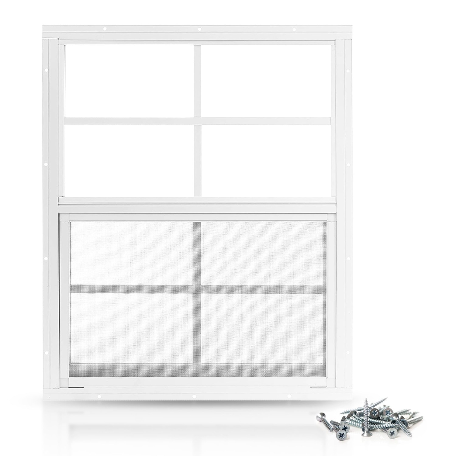 PRO FLEX Shed Window 14" x 21" - Ultra Thick White Aluminum Flush Mount ...