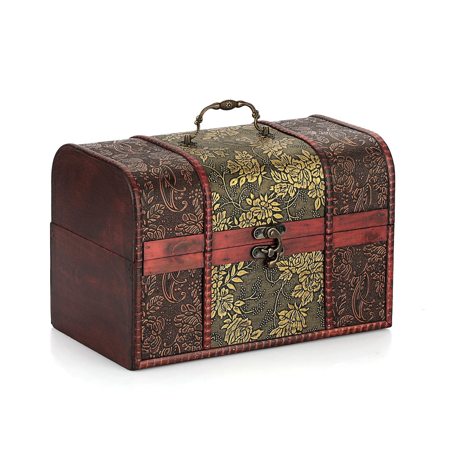 IGNPION Wooden Pirate Treasure Chest Boxes with Flower Motifs, Vintage ...