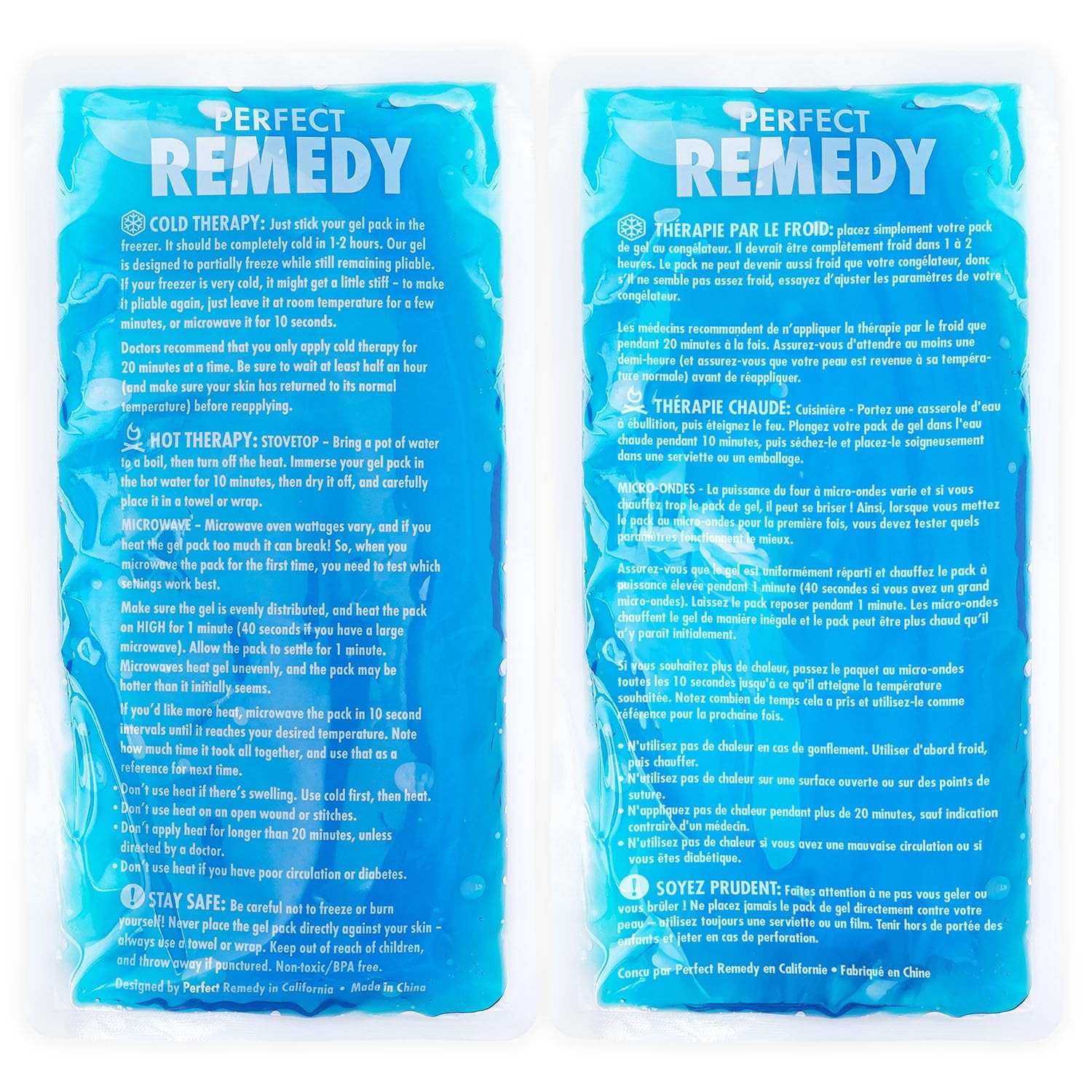 Perfect Remedy 2 Pack Gel Ice Packs for Injuries, Reusable Gel Ice ...