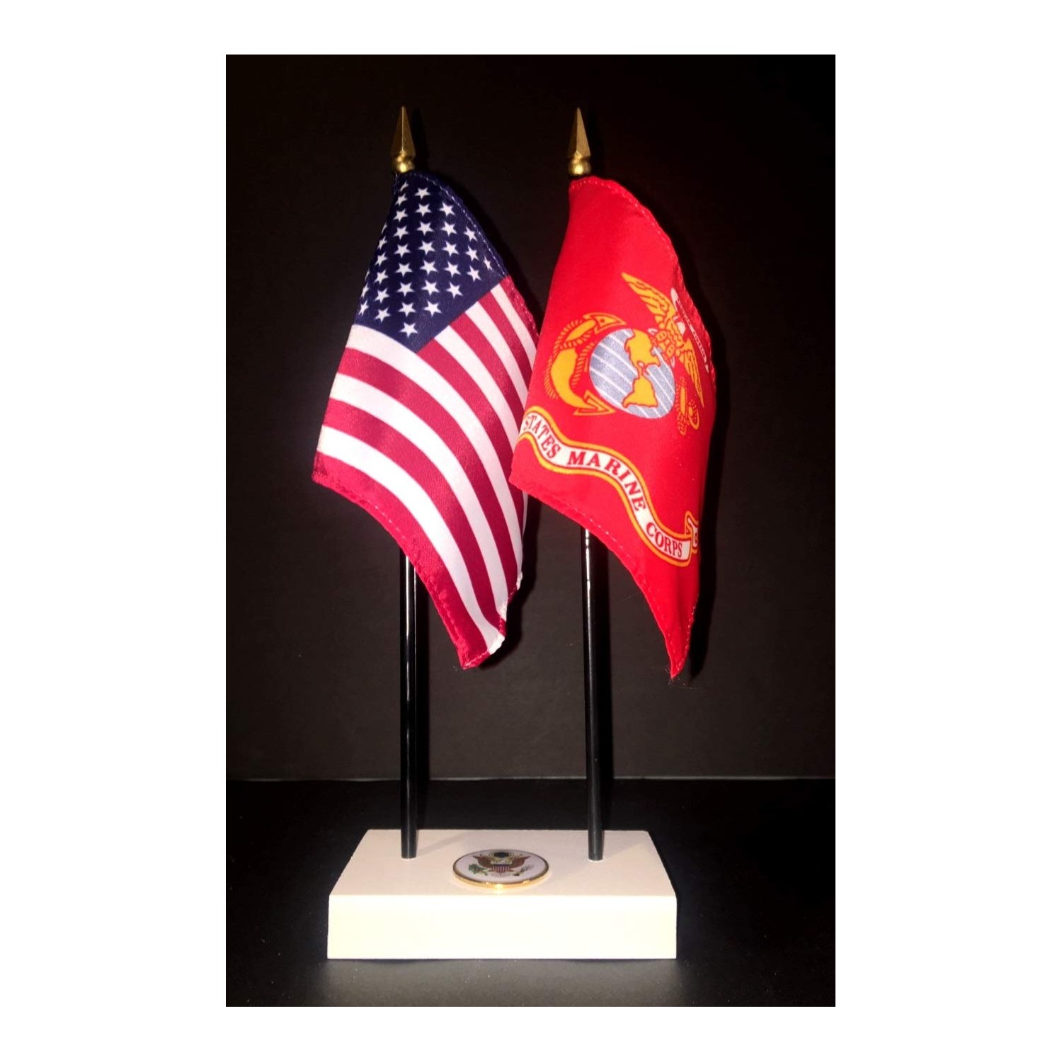 1 American and 1 United States Marine Corps Rayon 4x6 Inch Office Desk ...