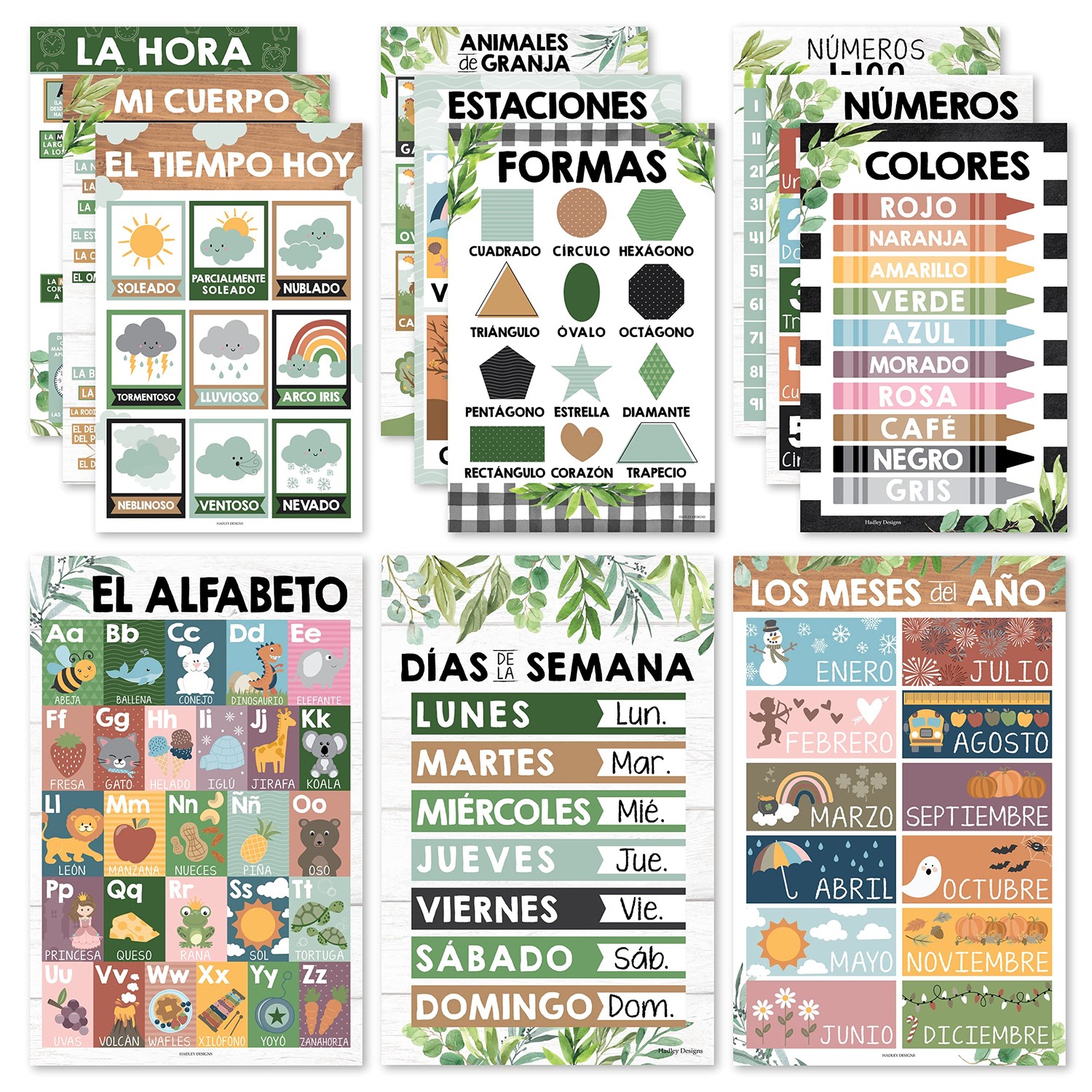 Hadley Designs 12 Farmhouse Spanish Posters For Classroom Decorations ...