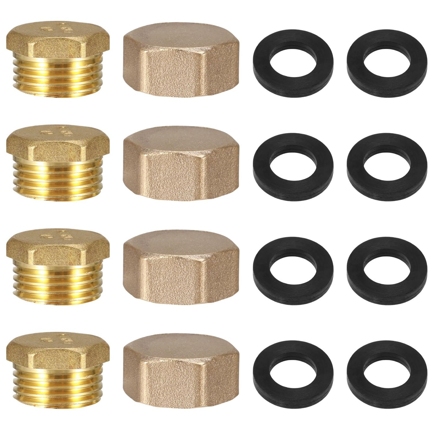 Pack of 8 Blanking Plugs 1/2 Inch Sealing Cap Brass Cap with Seal ...