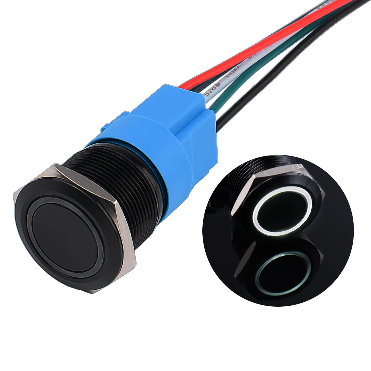 JIQI 22 mm Momentary Waterproof Pressure Switch 12 V to 24 V 5 A On/Off ...