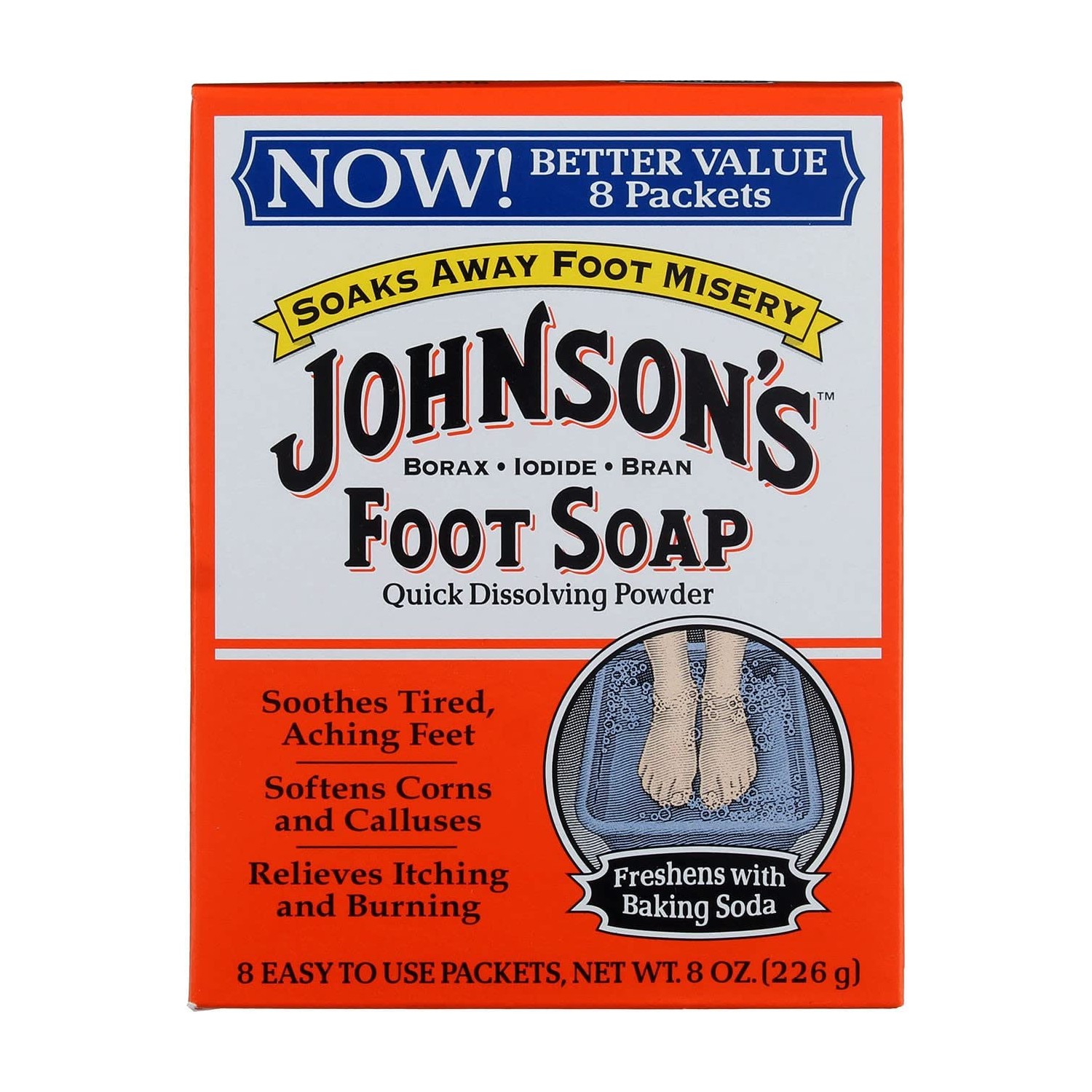 Johnson's Foot Soap Powder, 8 Packets - ibspot.com