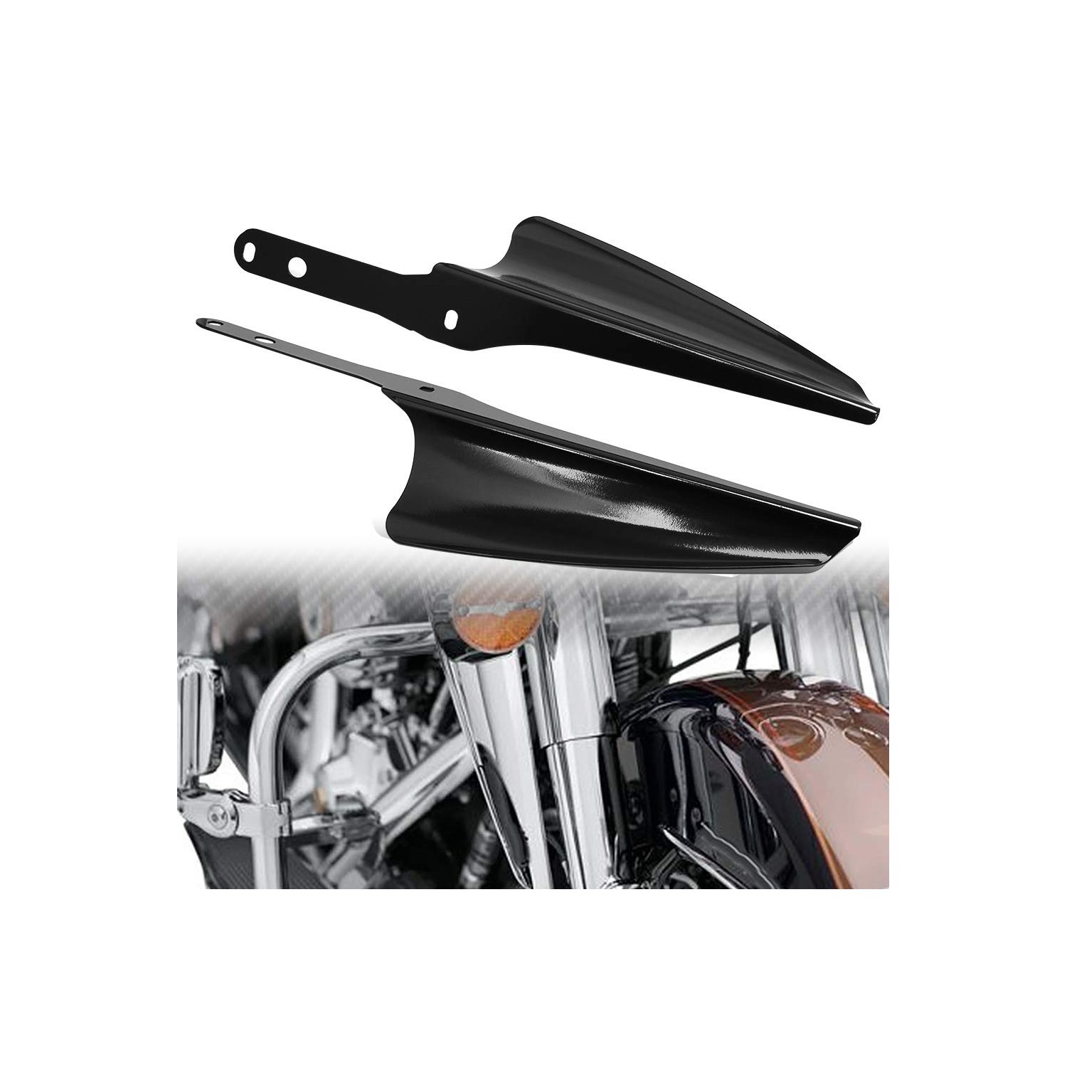 H RUO Front Fork Mount Wind Deflectors Windshield for Harley Touring ...