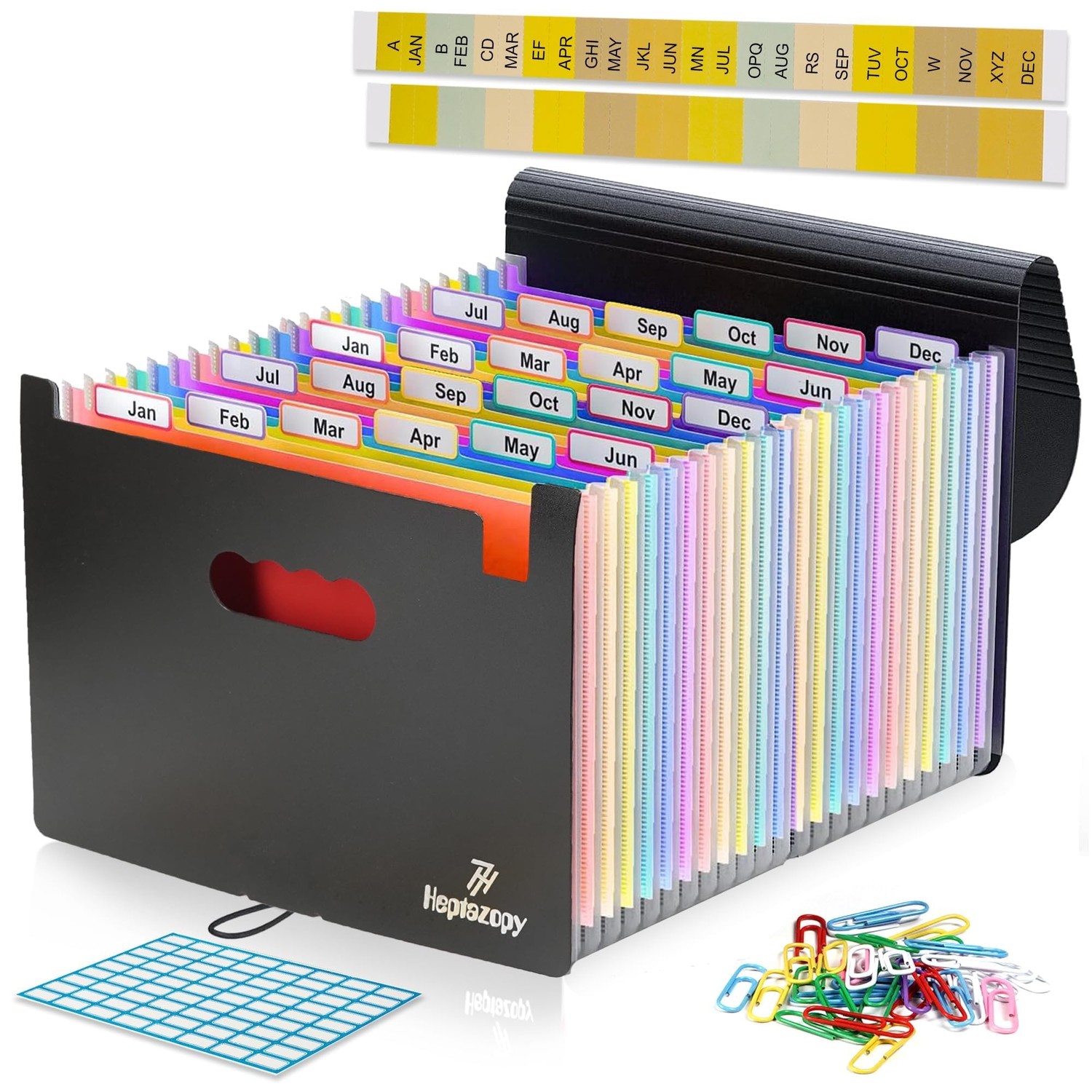File Organiser, 26 Folders for Paperwork A4 with Clips, Unique Design ...