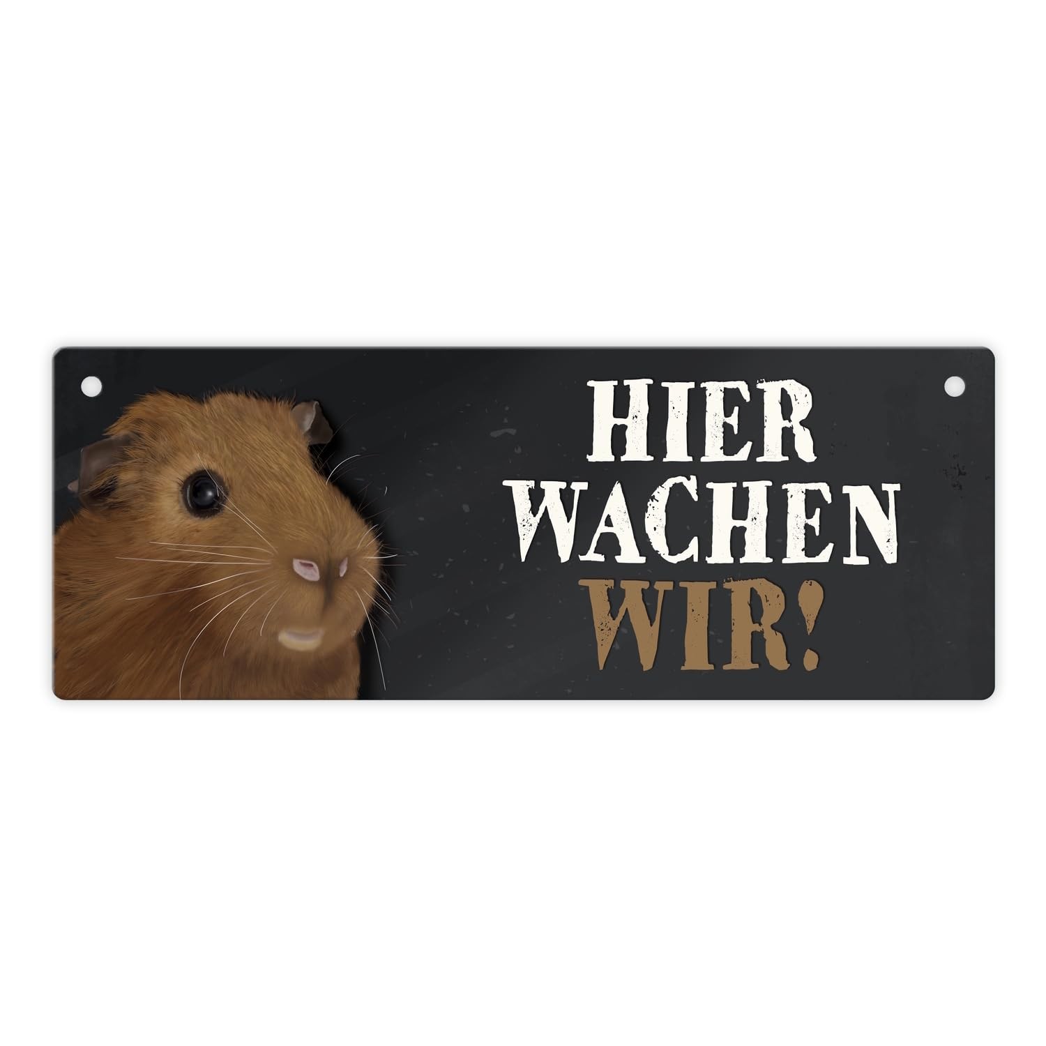 Metal Sign with Guinea Pig Motif and Saying "Hier wachen wir!" - ibspot.com