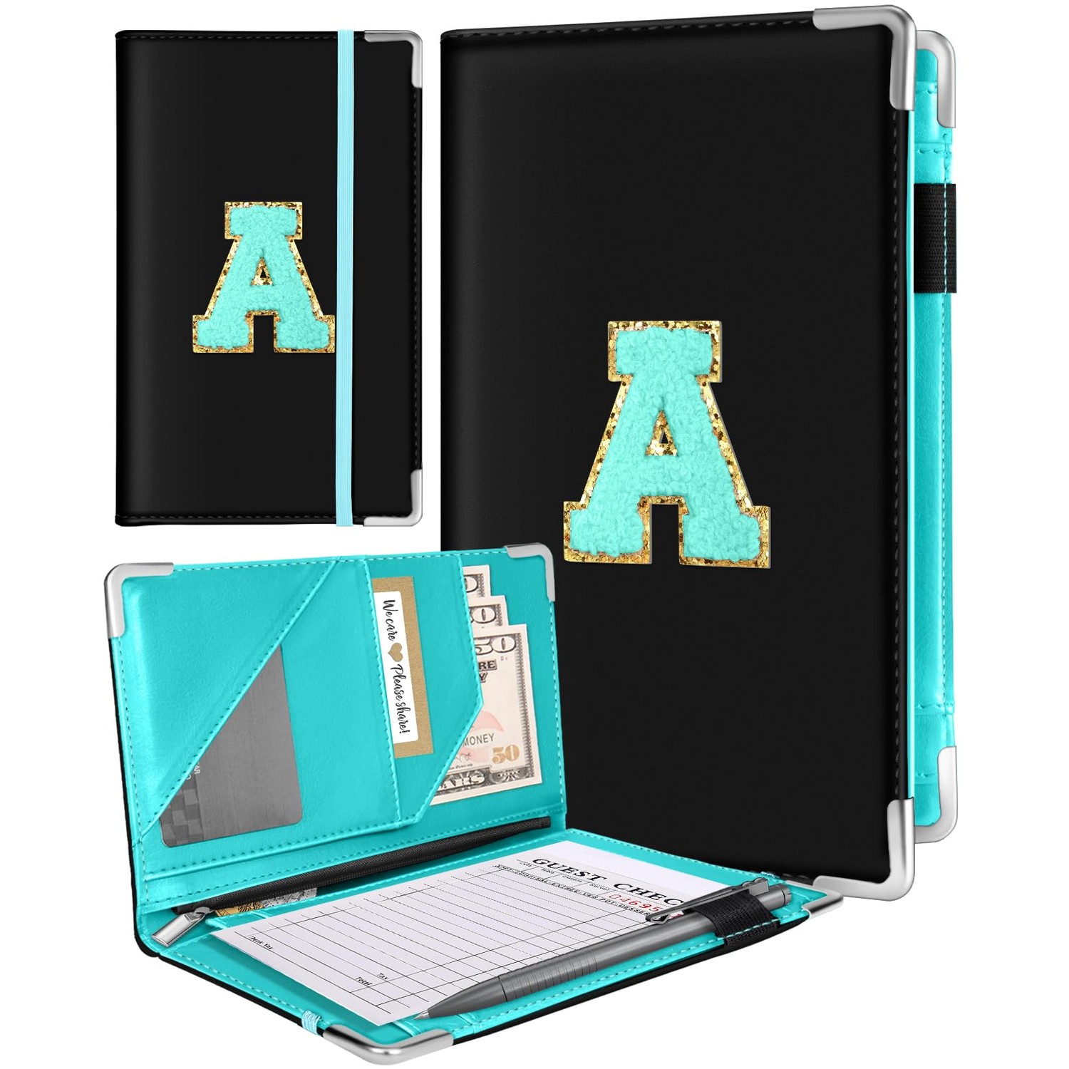 Slohif Server Book for Waitress Alphabet Serving Books with Zipper ...