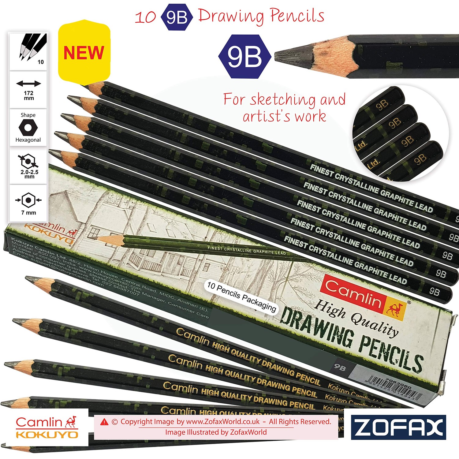 Camlin KOKUYO Graded Drawing Pencils Combo Pack Finest Crystalline ...