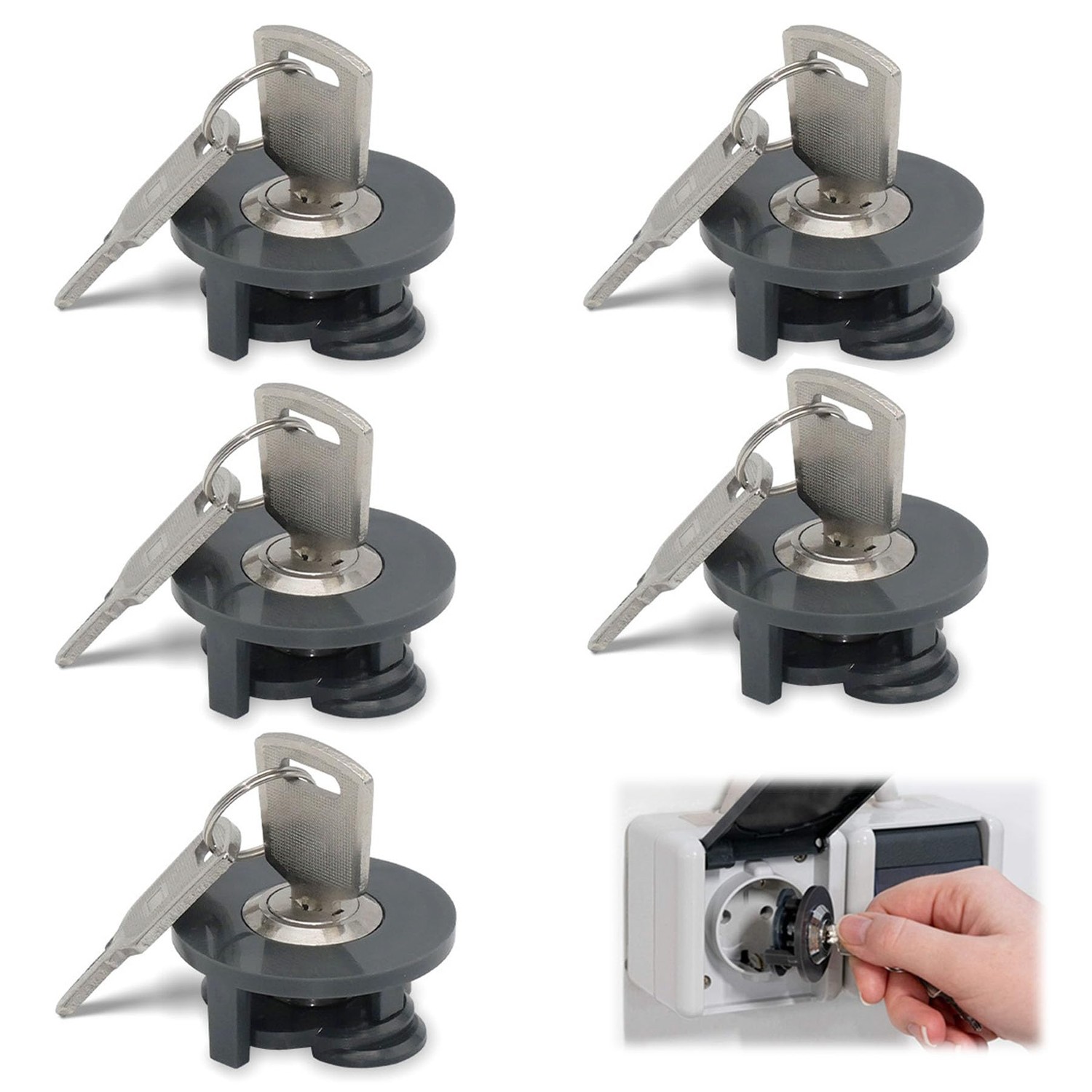Pack of 5 socket locks, socket lock for earthing contact sockets ...