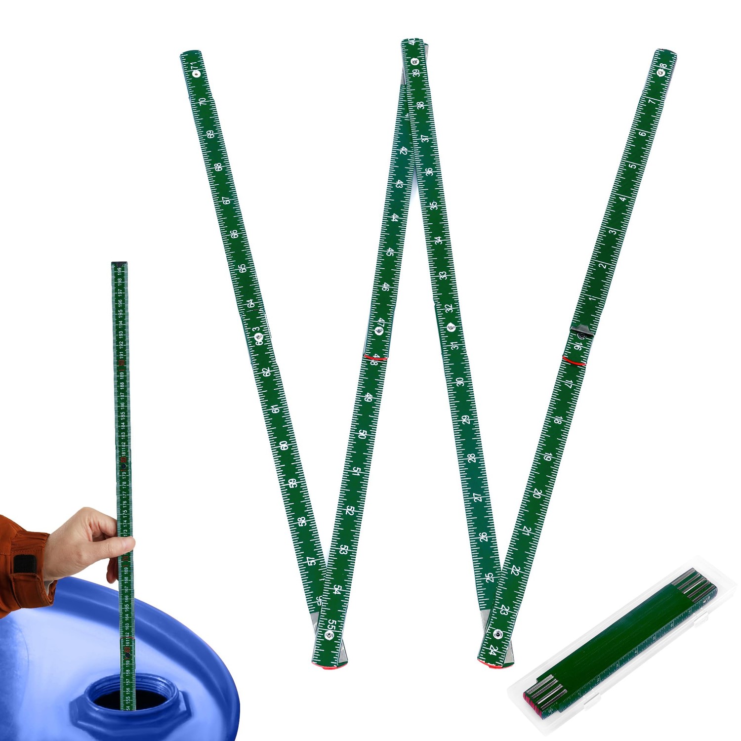 UNIFAMILY Fuel Tank Measuring Stick 10 Fold to 78", Green Wooden Oil ...