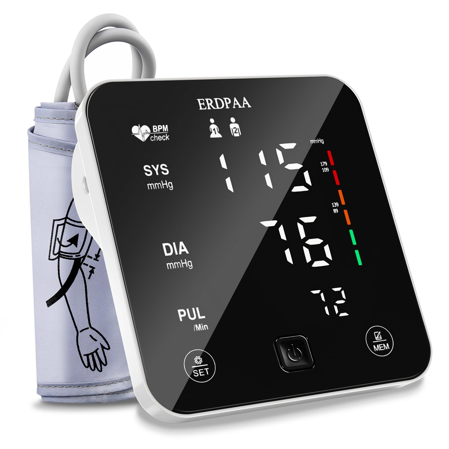ERDPAA Blood Pressure Monitor, Smart Upper Arm Blood Pressure Monitor ...