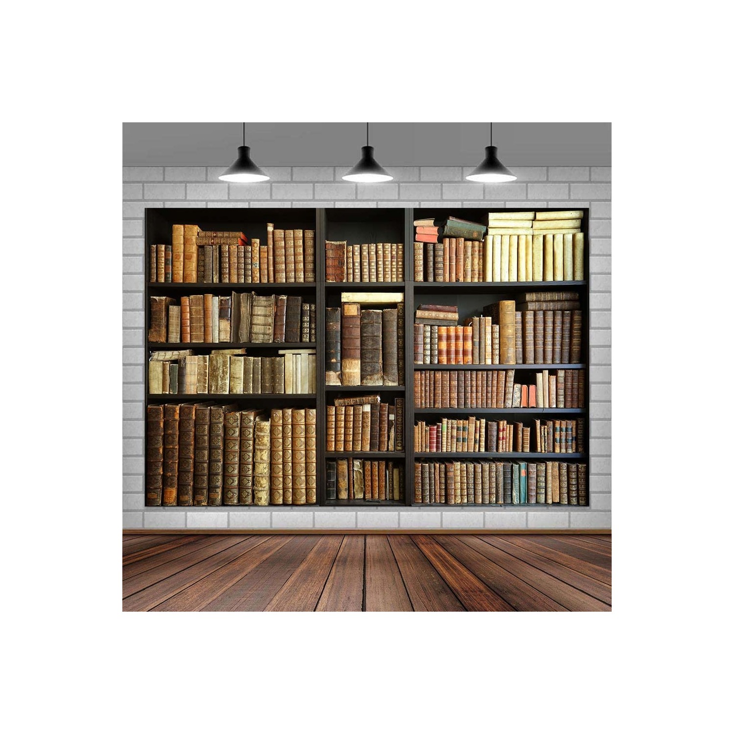 8X6FT Brown Bookshelf Backdrop Library Modern Retro Bookcase ...