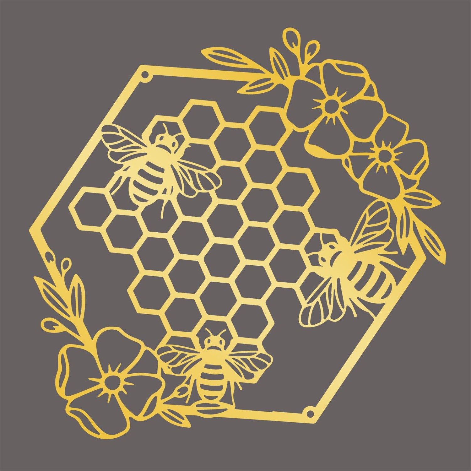Yuzhuo Metal Bee Wall Art Farmhouse Honey Bees and Hives with Flowers ...