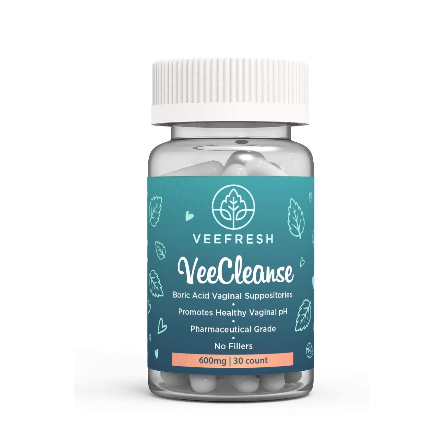 VeeFresh - VeeCleanse Boric Acid Vaginal Suppositories - Vaginal pH ...