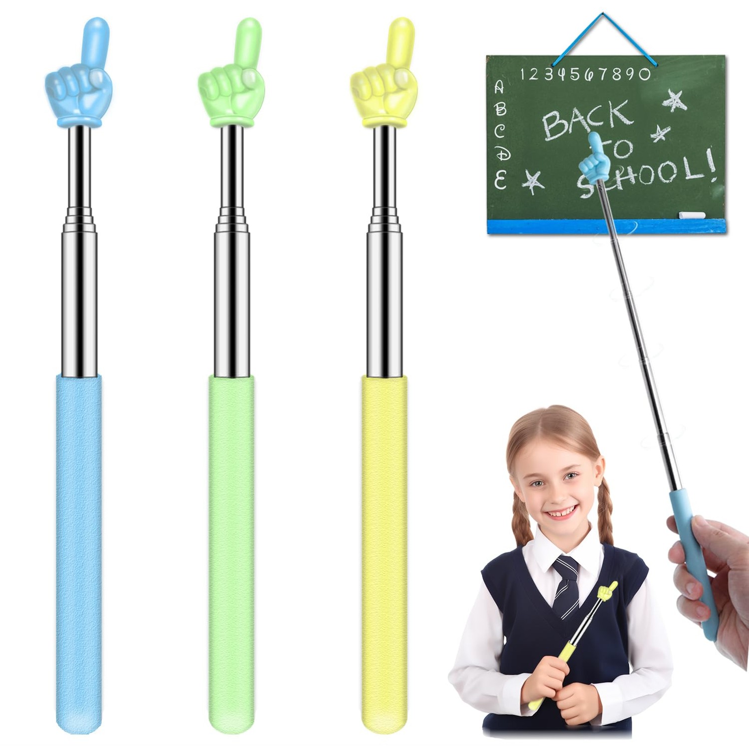Retractable Teacher Pointer for Classroom Kids Reading, Dumero ...