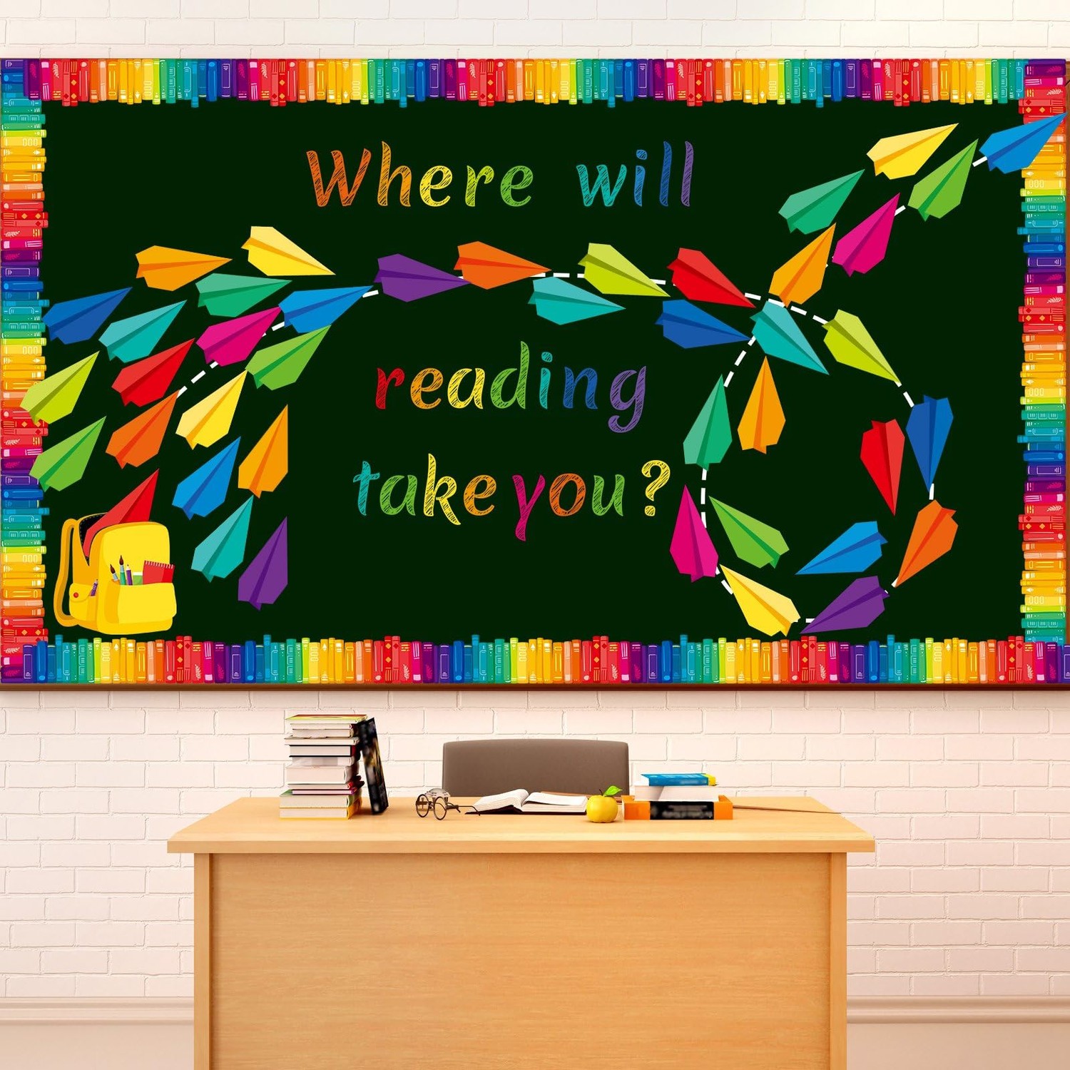 Janlaugh 133 Pcs Classroom Reading Bulletin Board Set Colorful Planes ...