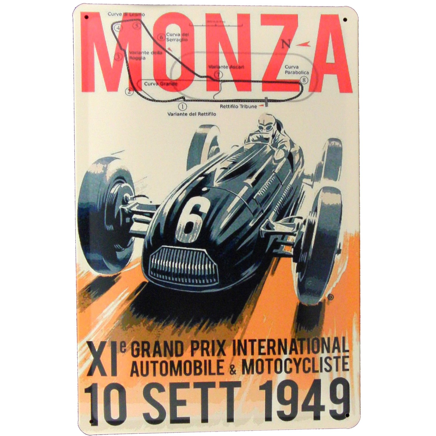 Tin Sign 20 x 30 cm Grand Prix International Monza 1949 in Retro ...