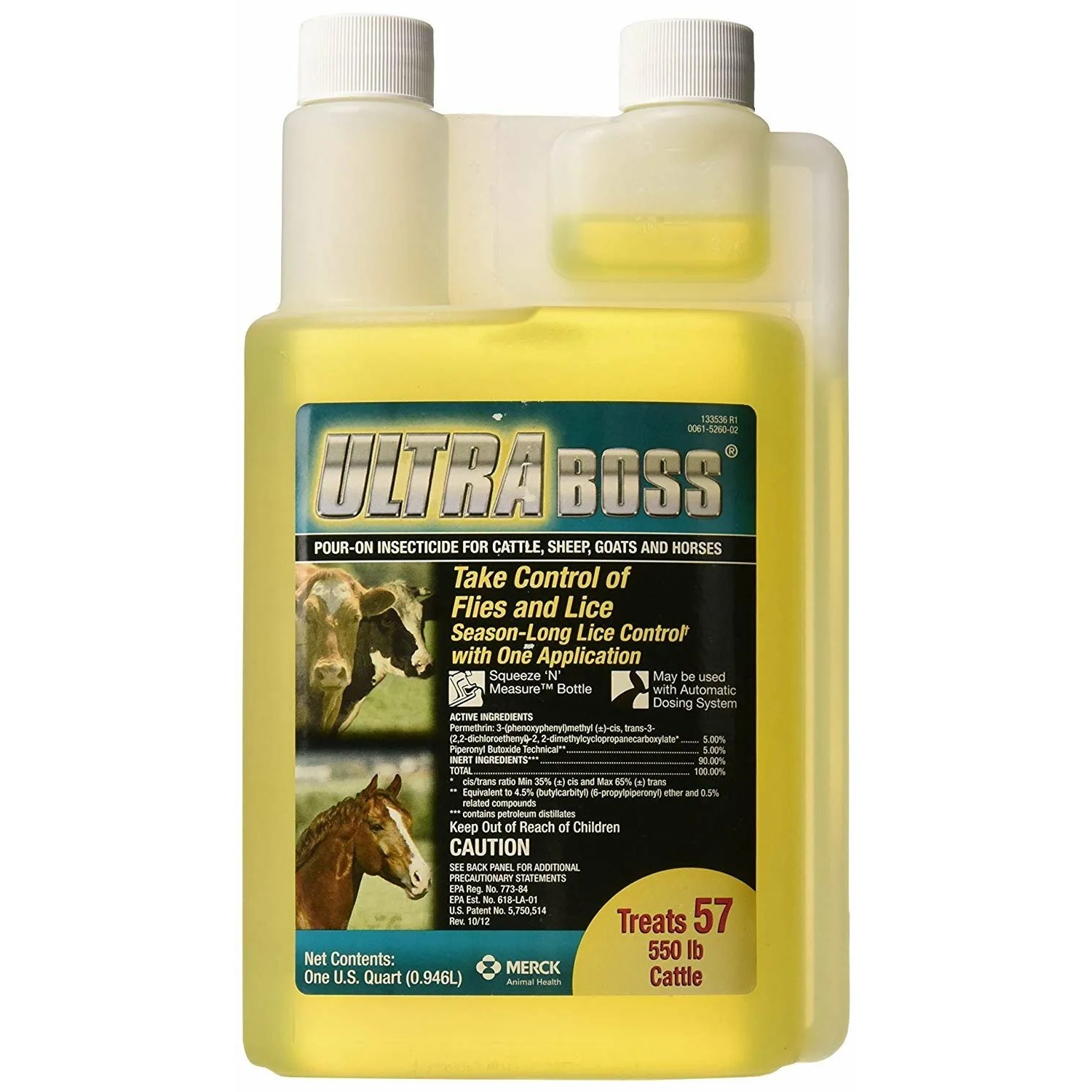 Merck Ultra Boss Pour on Insecticide for Cattle Sheep Goats Horses ...