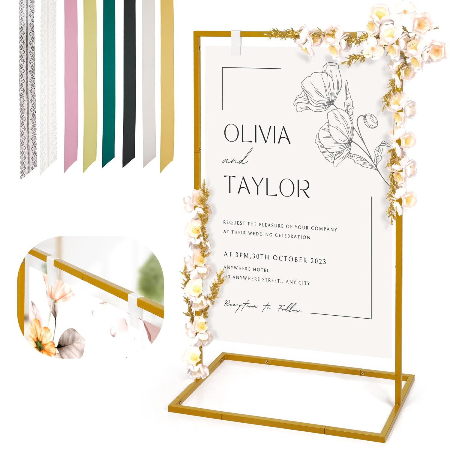 Cathyeen Wedding Welcome Sign Stand, 50”x30”x 20” Heavy Duty Easel ...