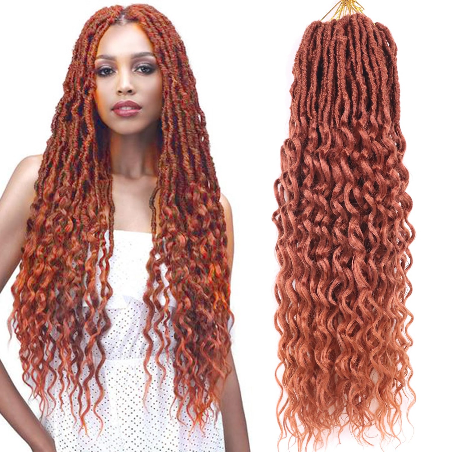 Faux Locs Crochet Hair 24 Inch Ginger Goddess Locs Crochet Hair Deep ...