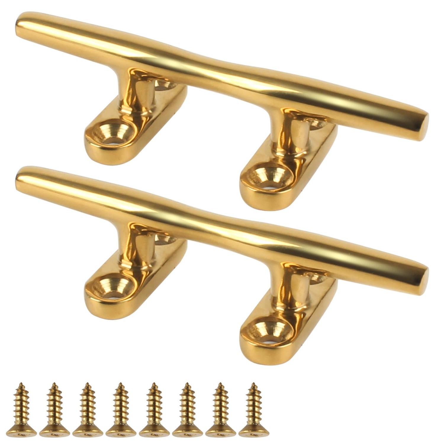 VEITHI Boat Cleat, Brass Color Dock Cleats 4 inch, 316 Stainless Steel ...