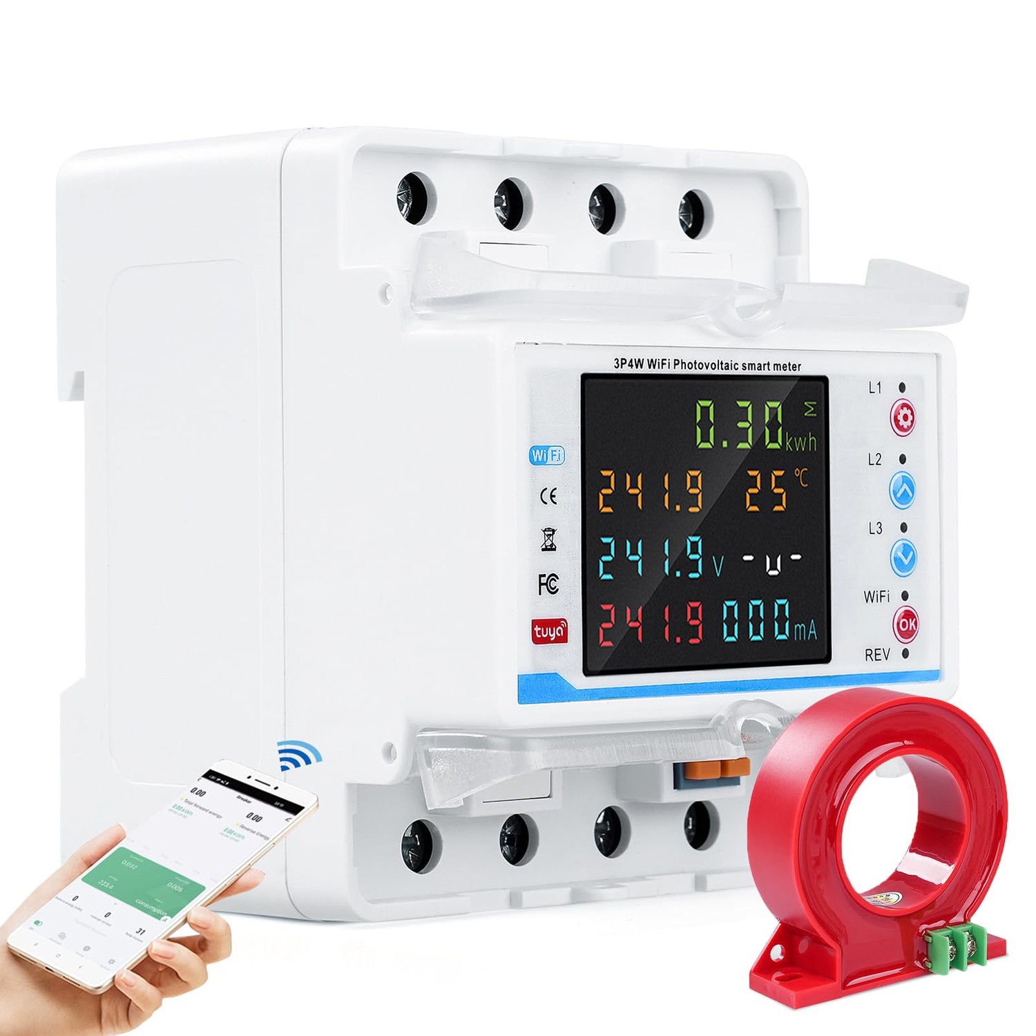 WiFi Electricity Meter 3 Phase 100 A 380 V AC Three-Phase Meter Smart ...