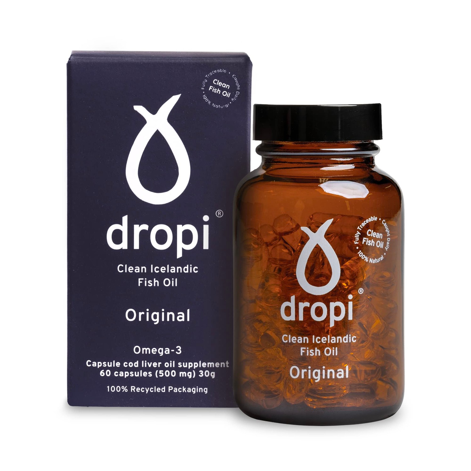 Dropi Icelandic Extra Virgin Cod Liver Oil (Unflavoured, 60 Capsules ...