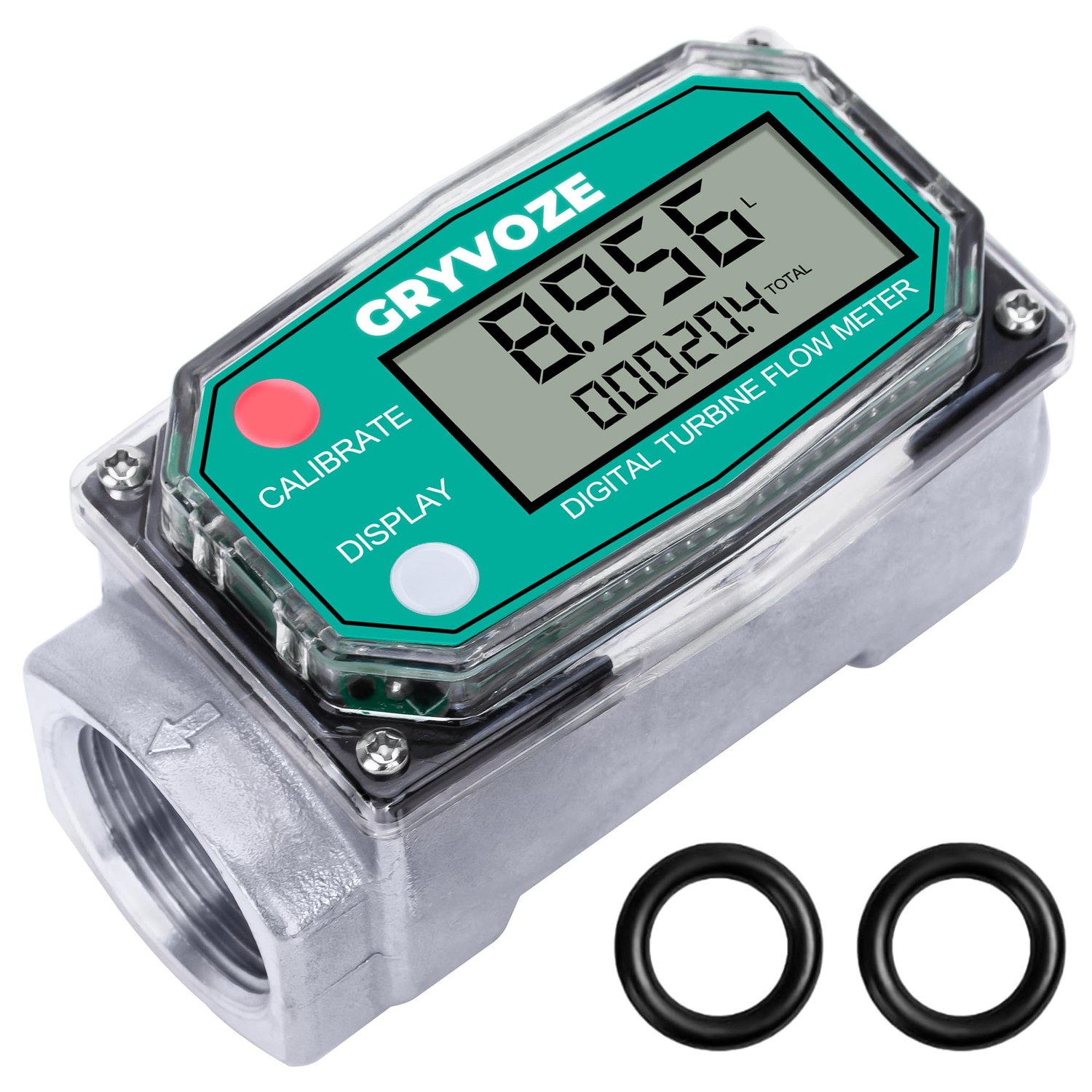 GRYVOZE 1 Inch Water & Fuel Flow Meter with Rubber Ring, for 10-100 LPM ...