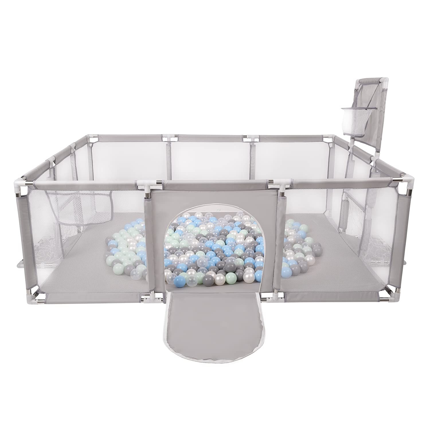 Selonis Baby Playpen Big Size Playground with 100 Balls for Kids, Grey ...