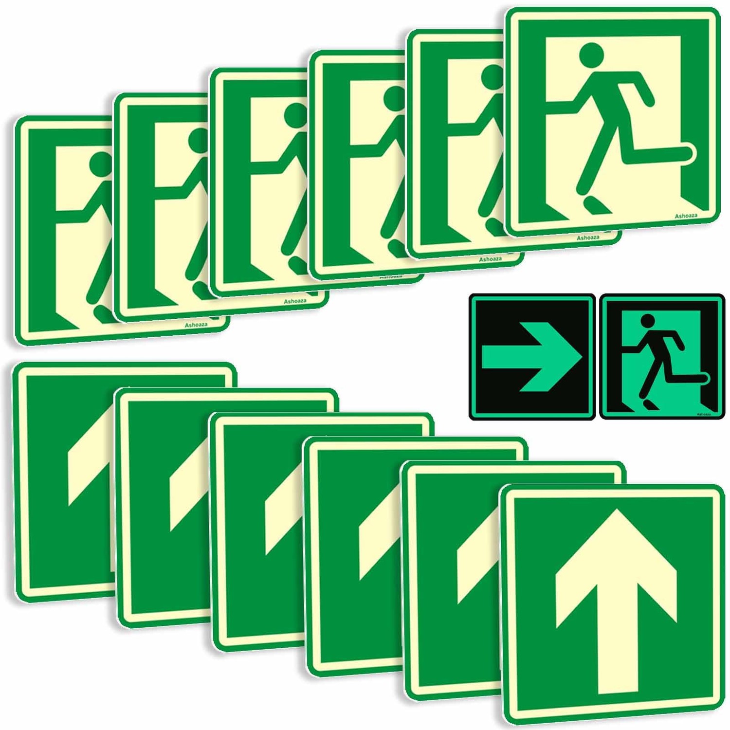 Emergency Exit Sign Glow in the Dark Vinyl Exit Decals, 12 Pcs Luminous ...