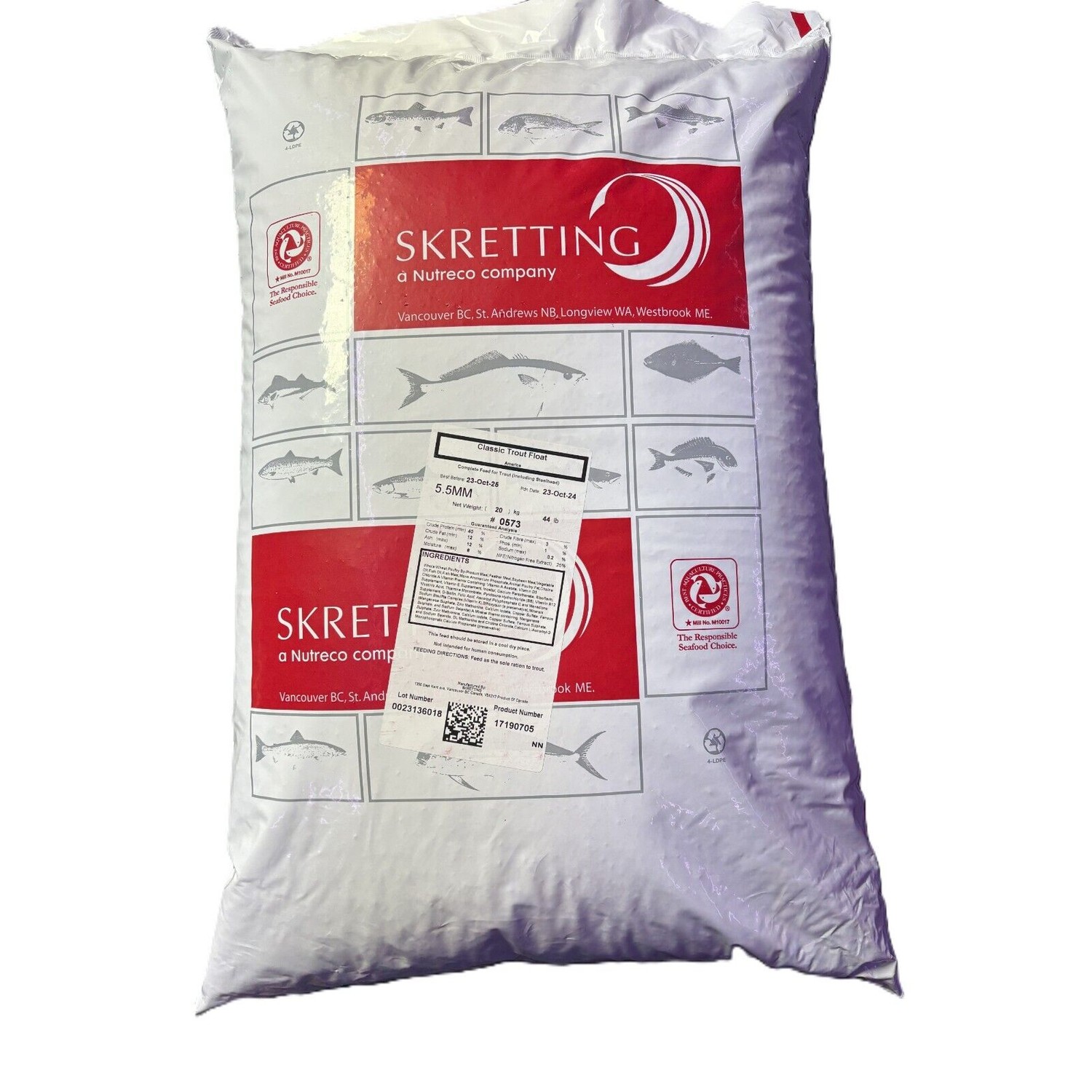 Skretting Classic Trout Floating Fish Food 5.5mm, 44lbs (N02840000551 ...