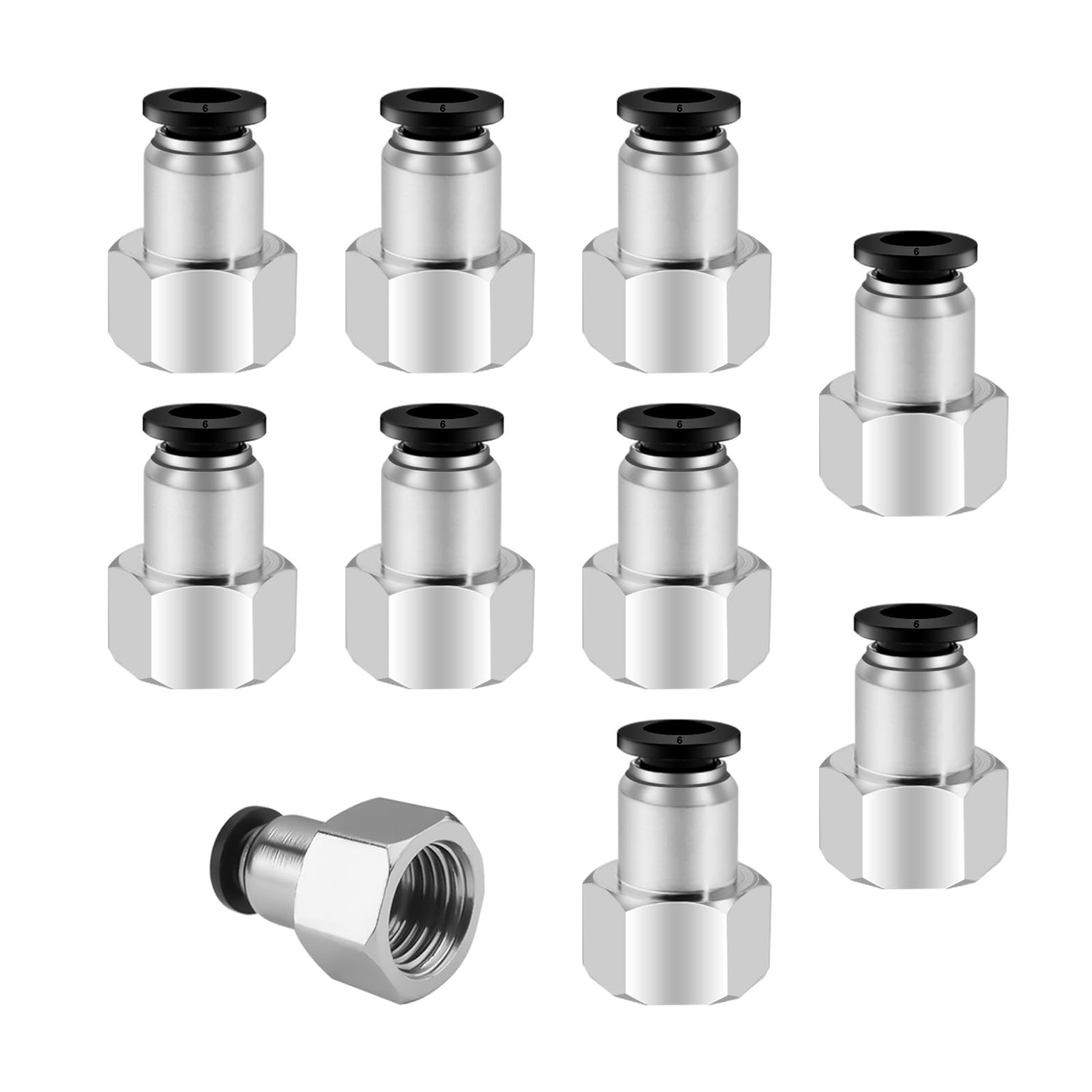 SRJQXH Pack of 10 Quick Coupling Compressed Air Internal Thread, 6 mm ...