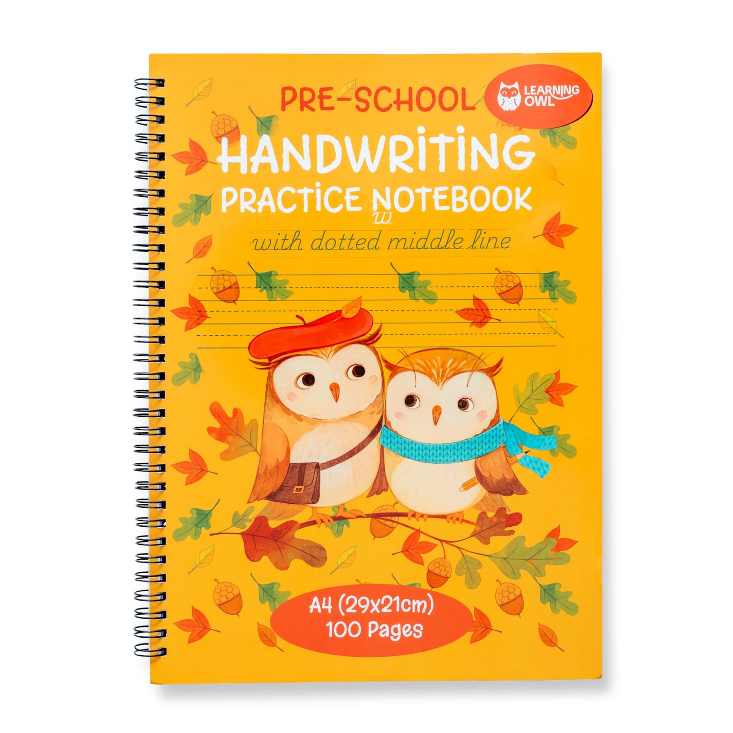 Learning Owl A4 Lined Handwriting Practice Notebook for Kids – Dotted ...
