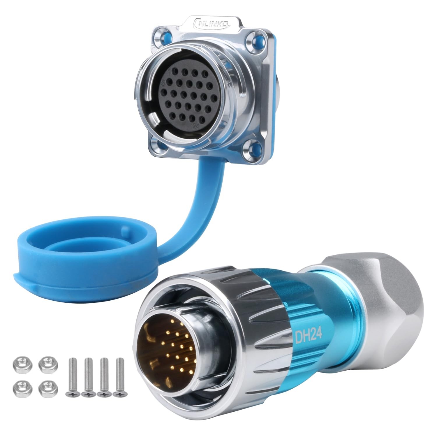 CNLINKO DH-24 24 PIN Industrial Waterproof Connectors, IP68 Circular ...