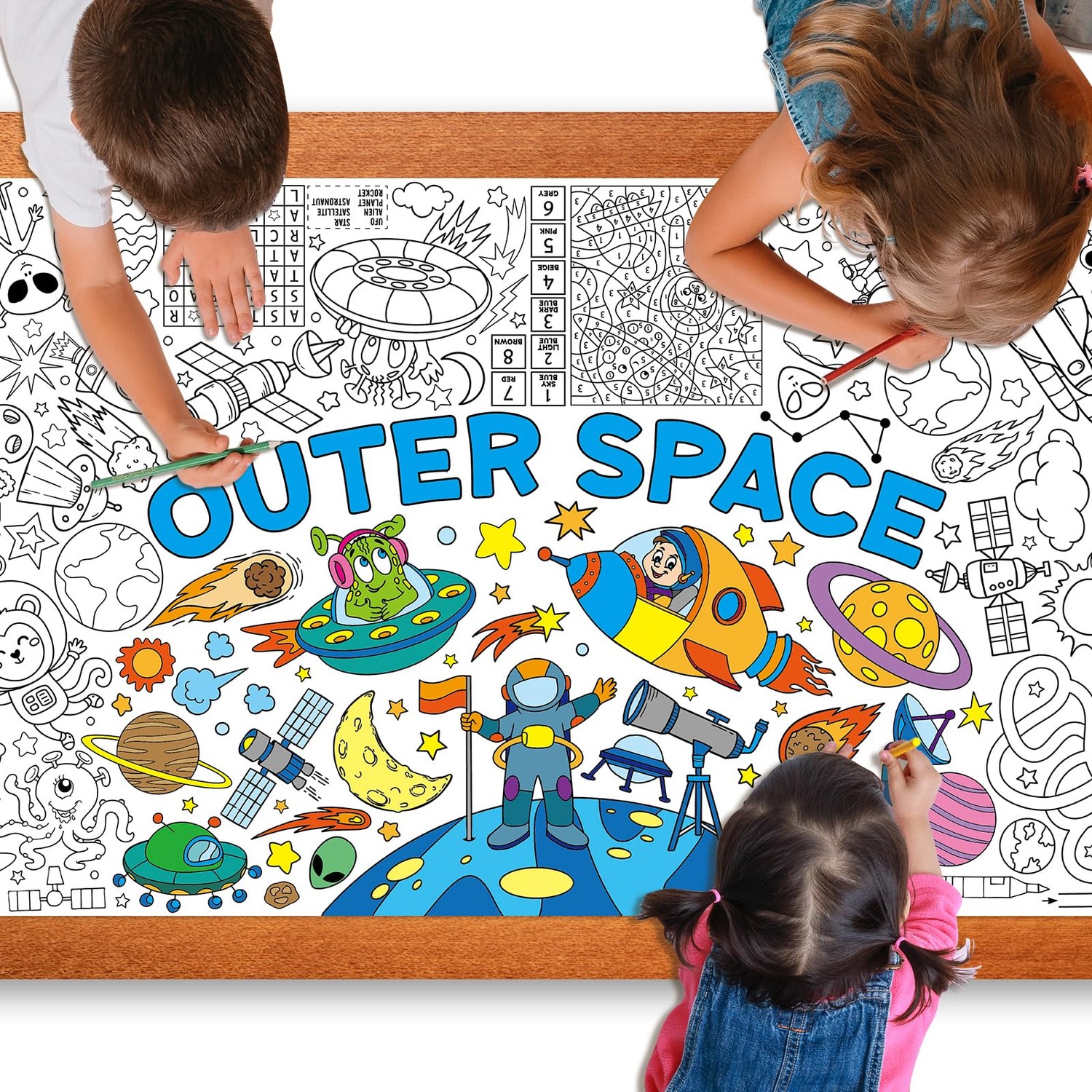 Outer Space Giant Coloring Poster for Kids 30 x 72 Inch, Space Large ...