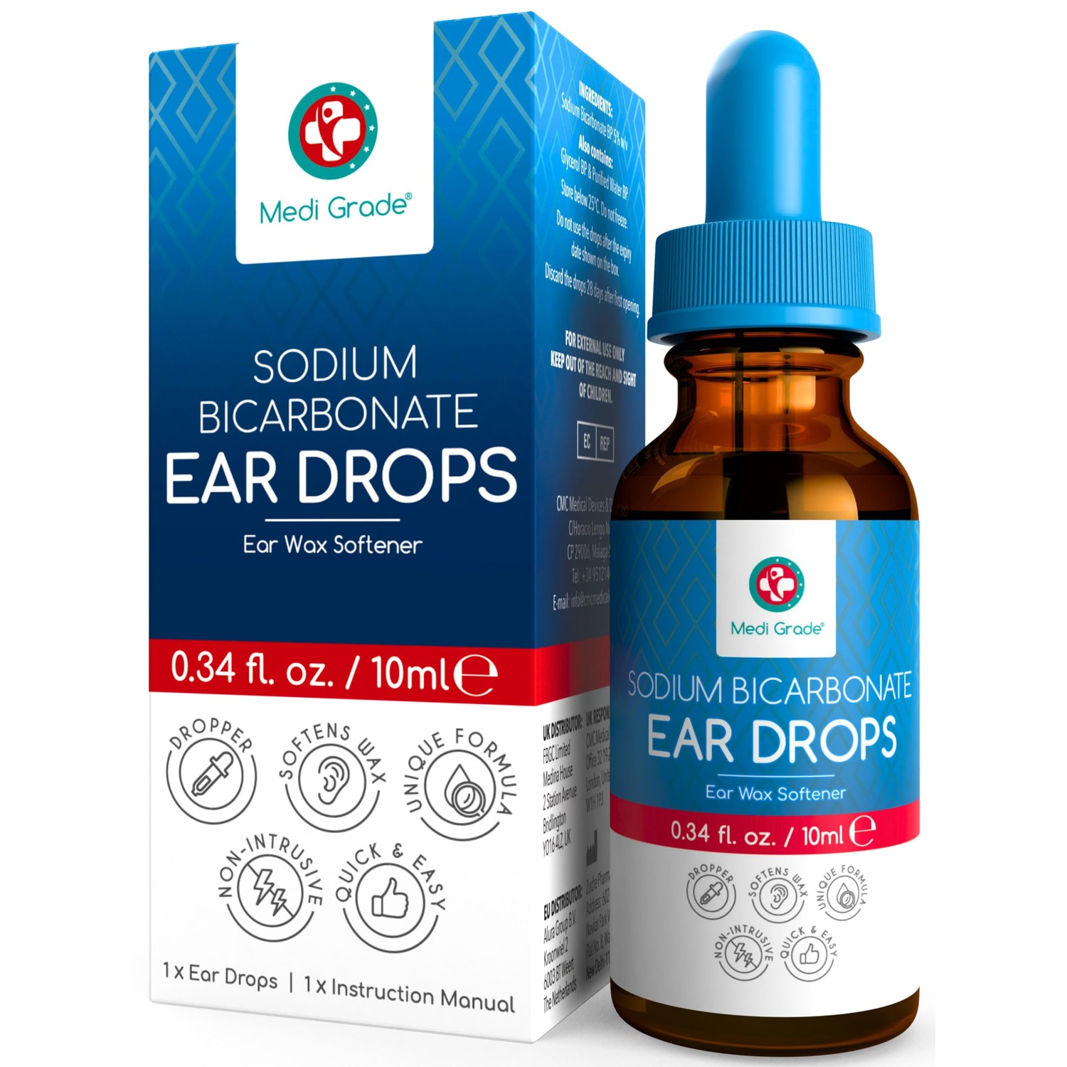 Medi Grade Quick-action Sodium Bicarbonate Ear Drops for Wax Removal ...
