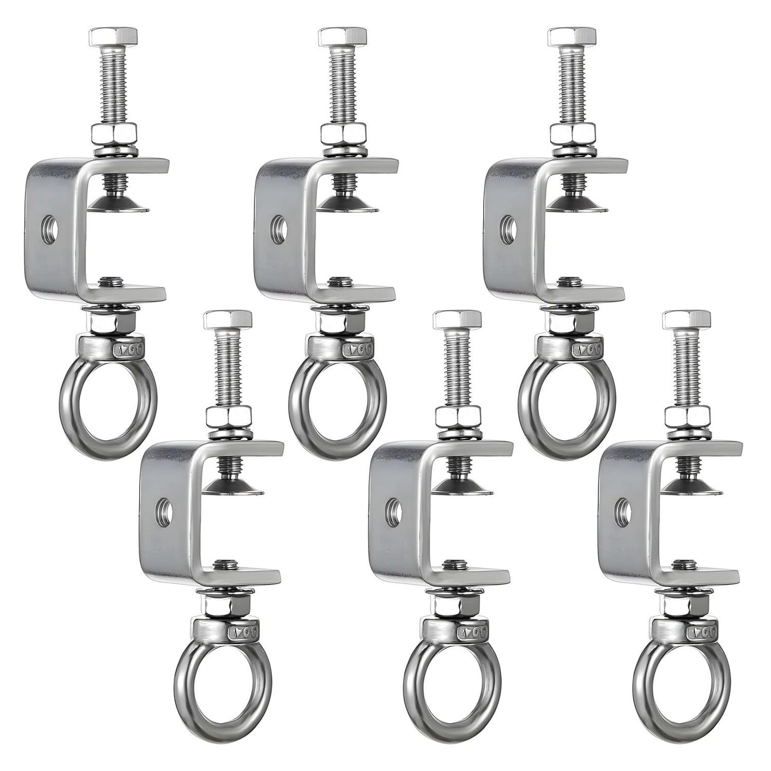 6 Pcs 1" 25mm C-Clamps, Stainless Steel Beam Clamp with M8 Stainless ...
