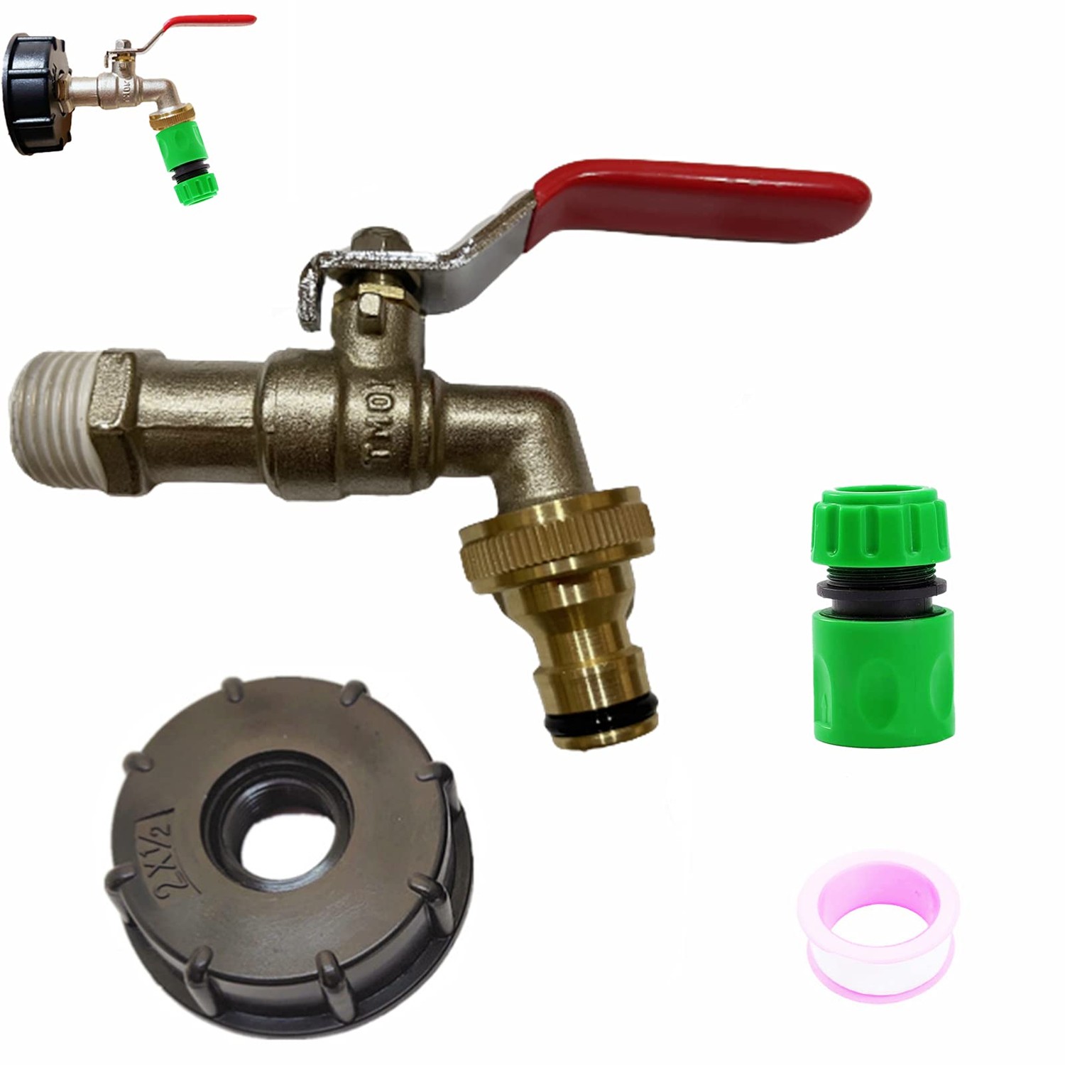 Water Butt Tap Replacement Kit,1/2" Brass IBC Tank Fittings,Water Butt ...