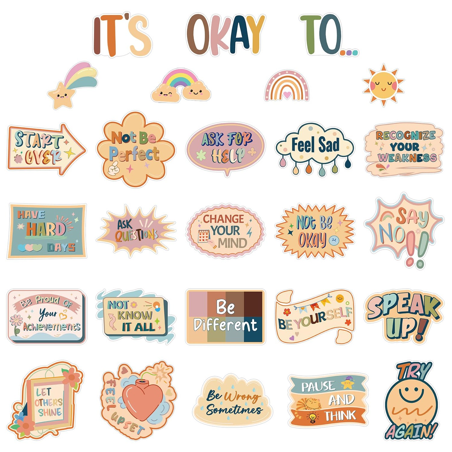 Yewfold Boho Mental Health Bulletin Board Decorations Set, It's Okay To ...