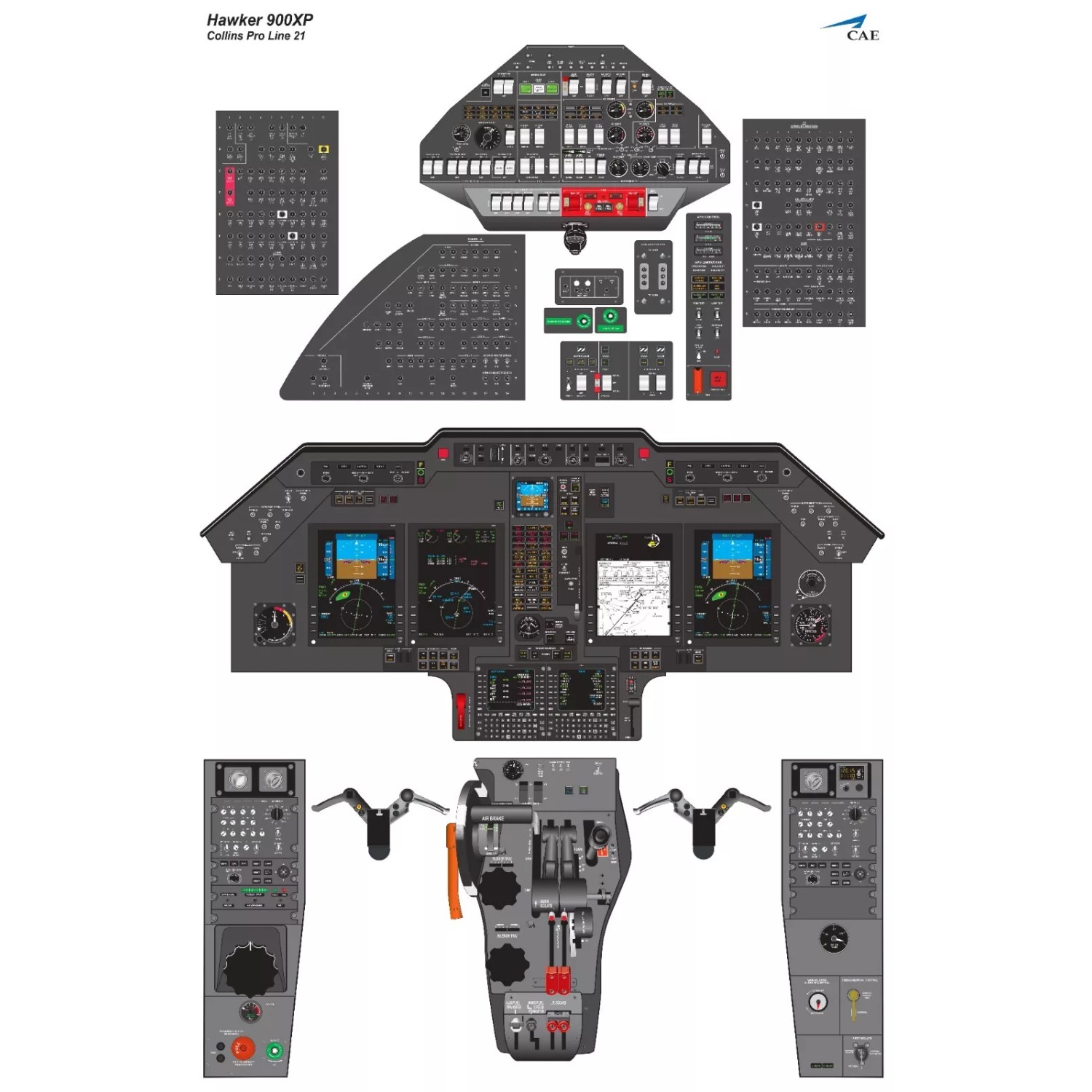 Hawker 900 XP Pro Line 21 Cockpit Poster 24in x 36in - ibspot.com