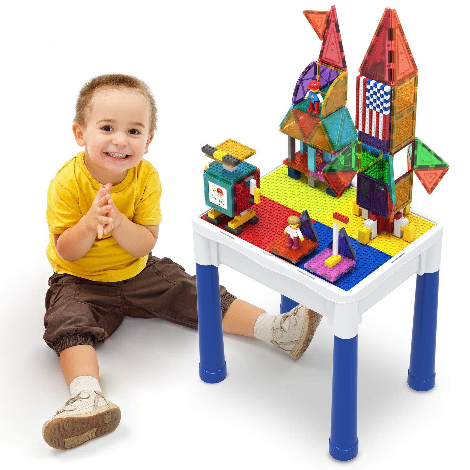 PicassoTiles 316 PCs Activity Table with Magnetic Tiles and Building ...