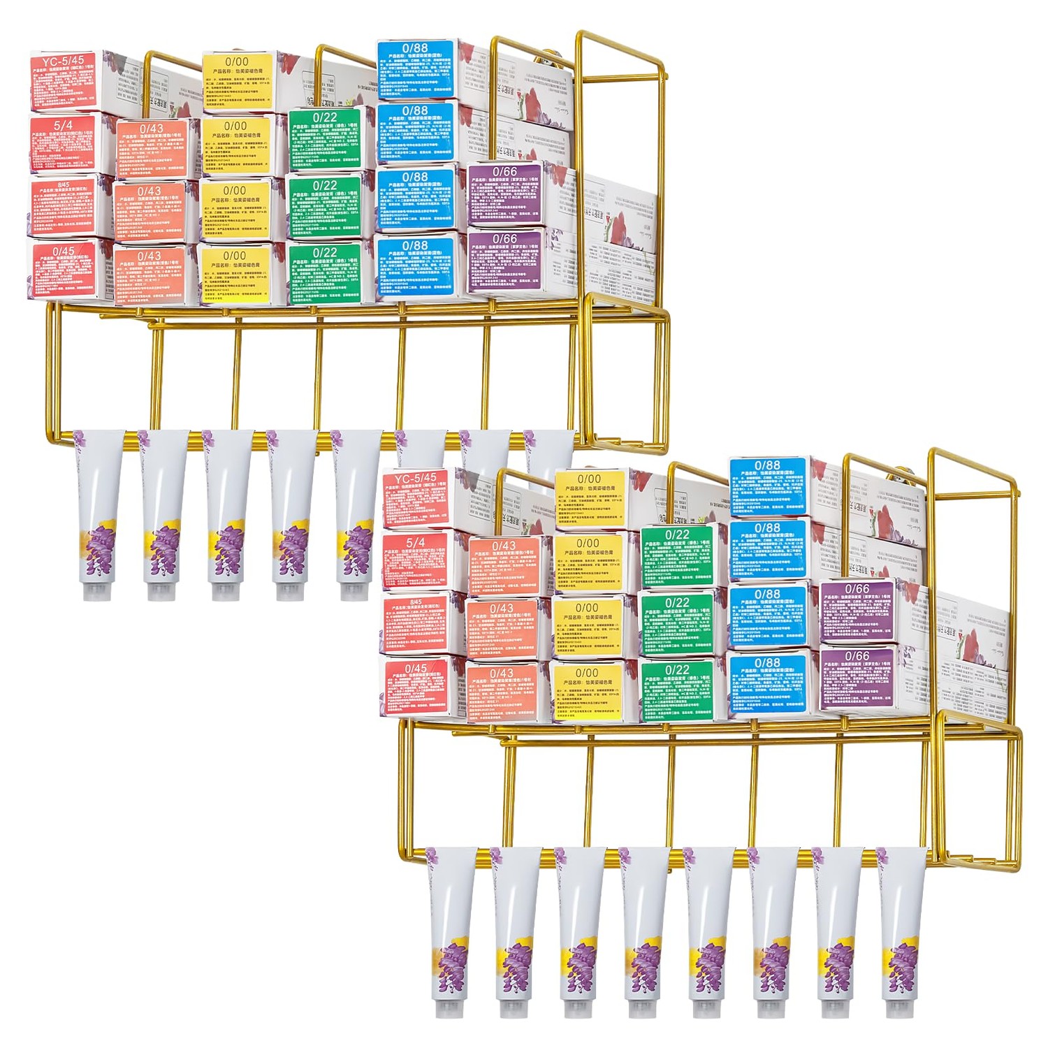 Hair Color Organizer Salon Storage Rack - 2 PCS Metal Hair Color Tube ...