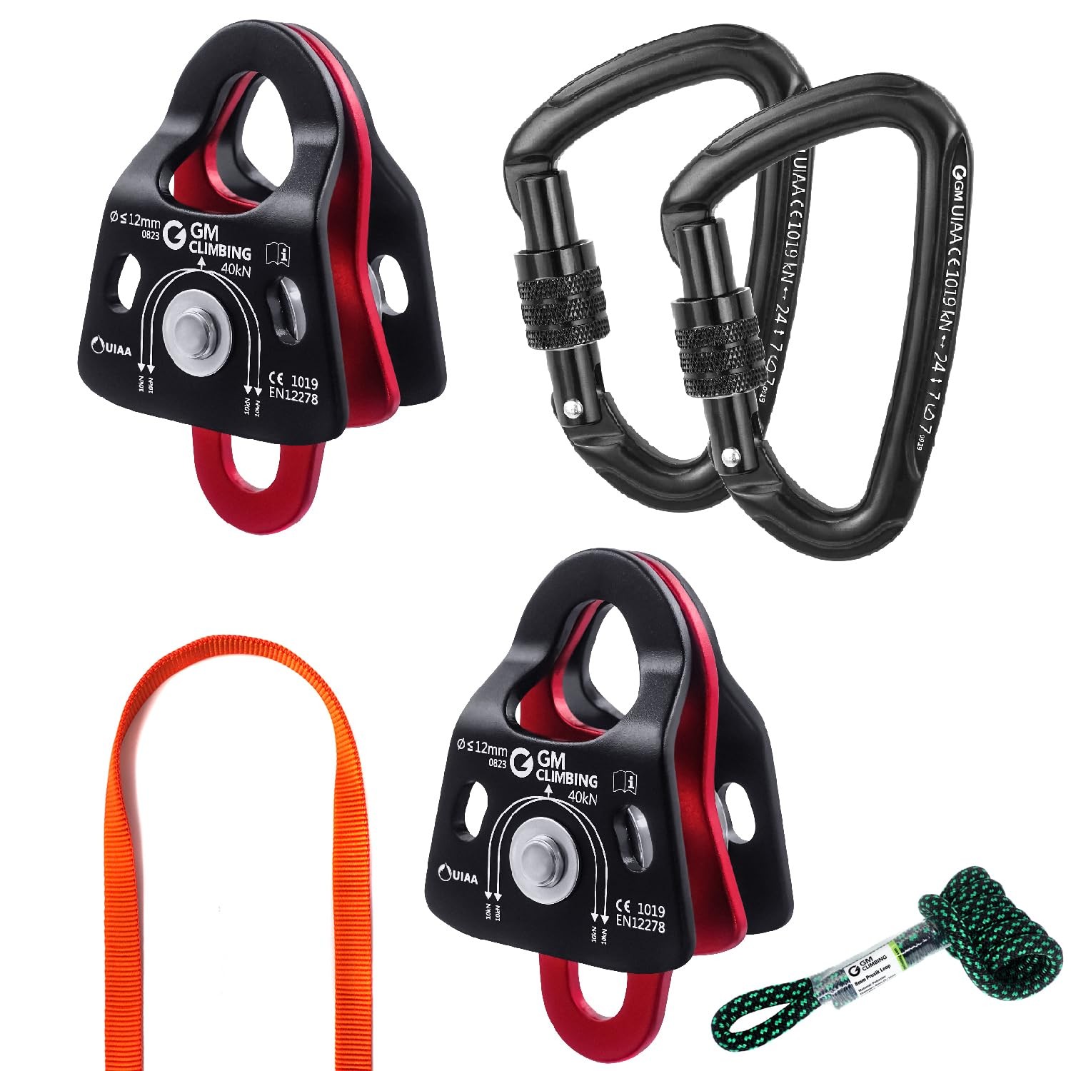 GM CLIMBING Micro Pulley System Kit Set 5:1 Mechanical Advantage for ...