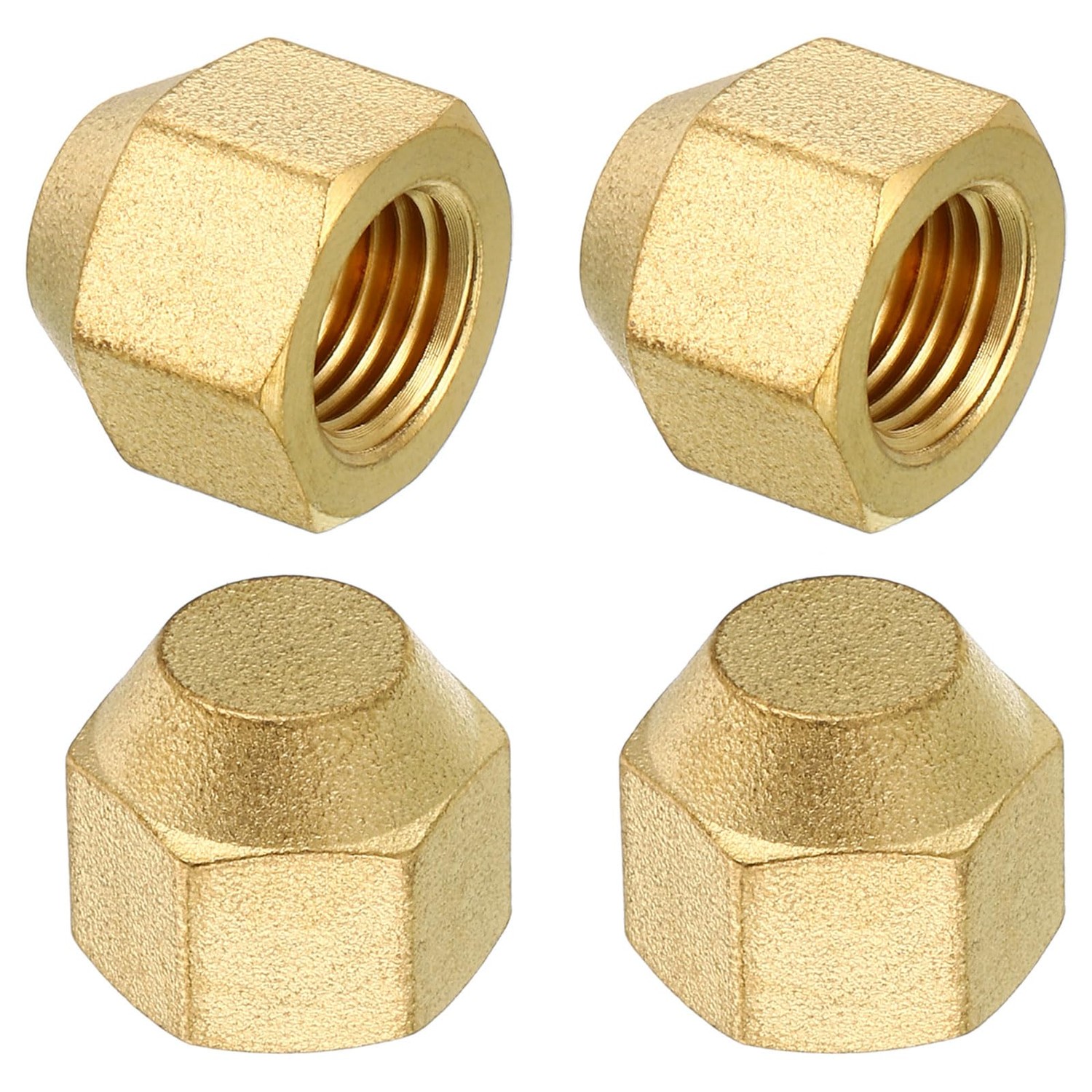 PATIKIL 1/4" Brass Flare Cap, 7/16-20UNF Female Thread 4Pcs SAE Flare ...
