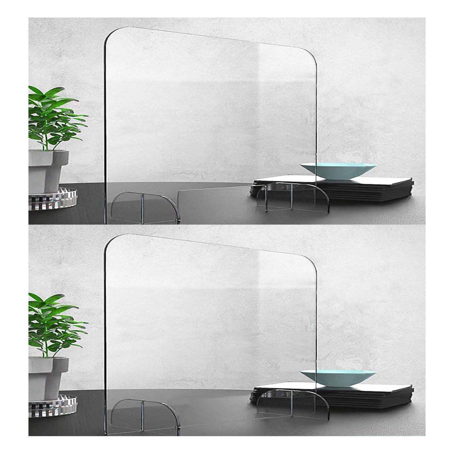 CrownKit Sneeze Guard-30”W x 24”H Clear Acrylic 6mm Table Divider Stand ...