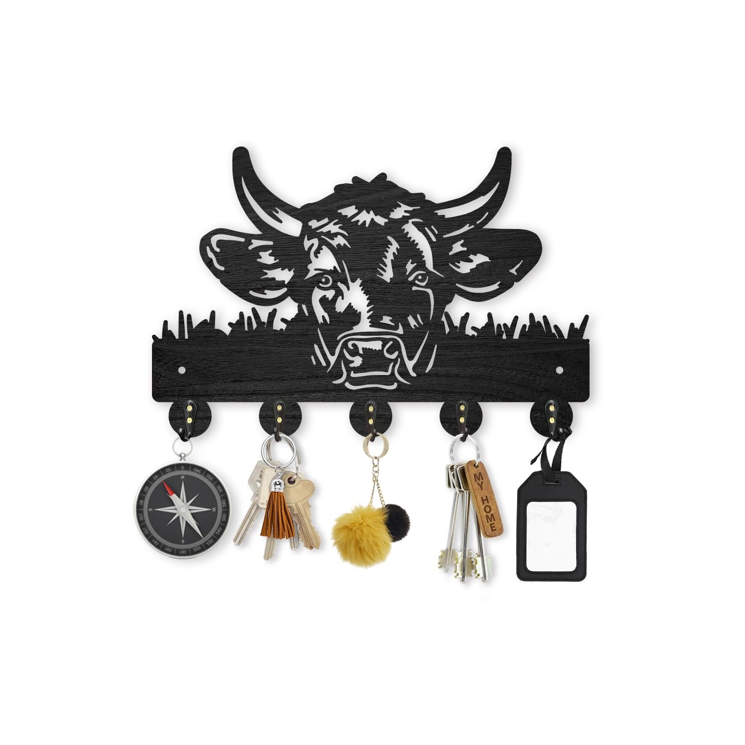 MAYJOYDIY Cow Coat Rack Wall Mount 30×20cm Wood Farm Animal Wall Art ...