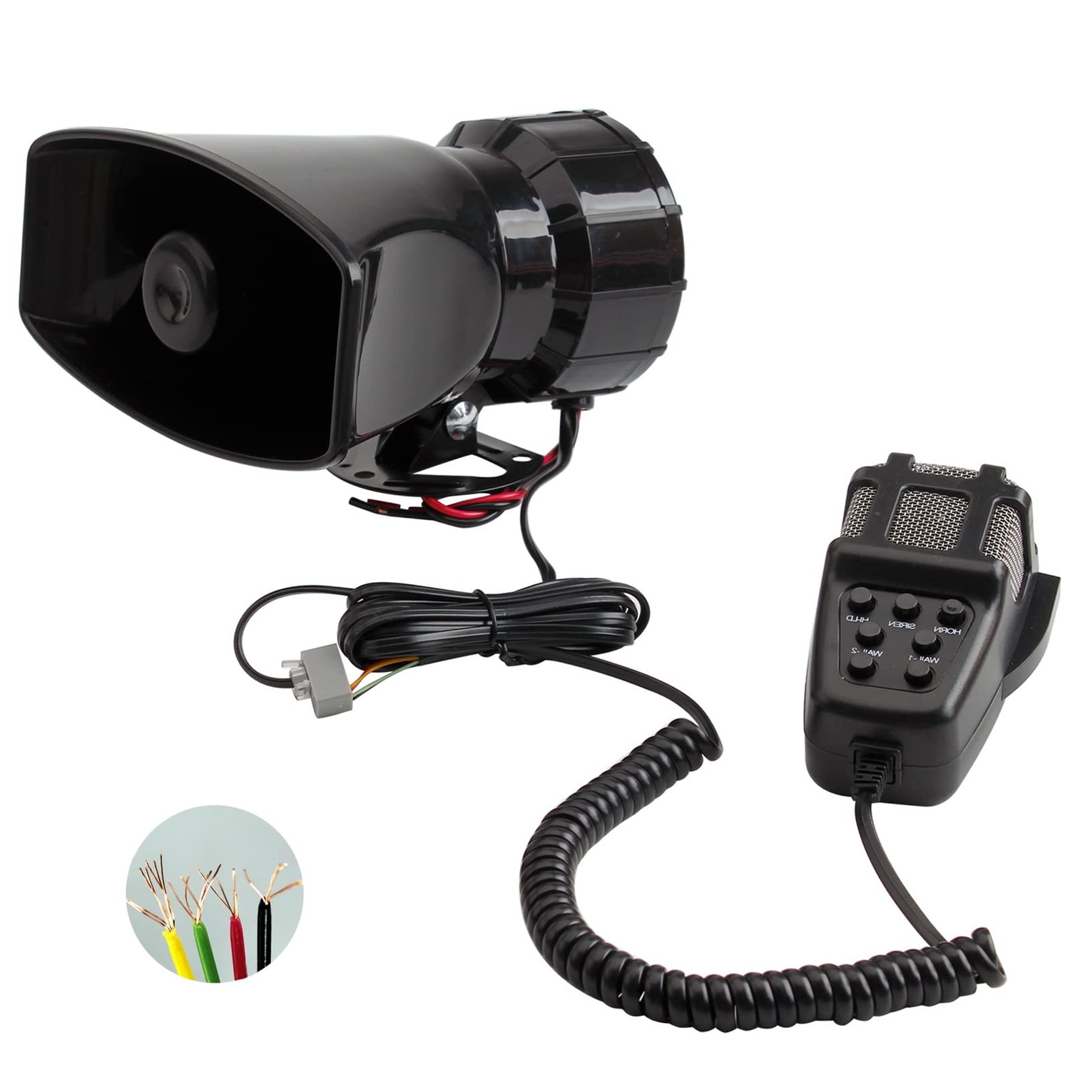 Alarm Horn Siren PA Speaker Mic System,BANHAO 100w 12v 7 Sound Loud Car ...