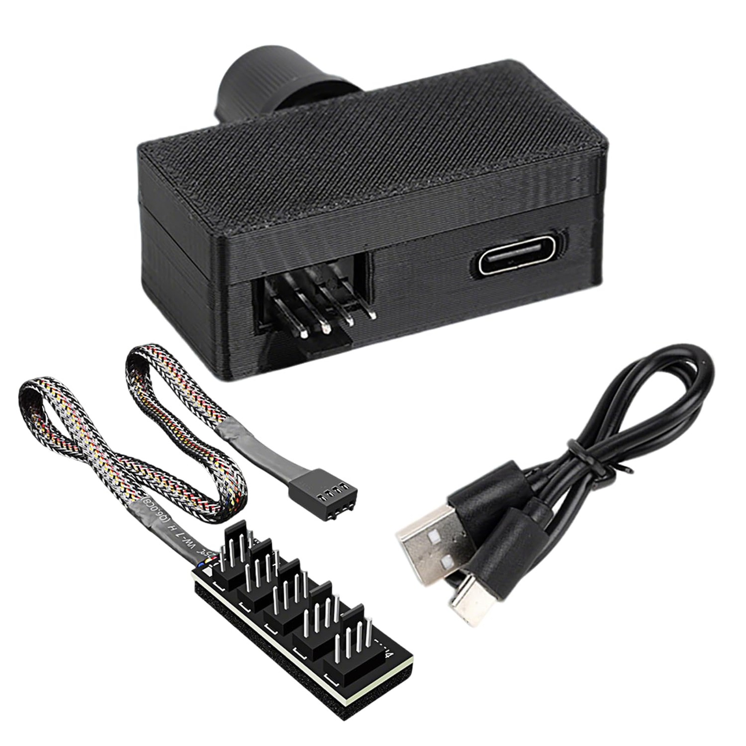 4 Pin 12V PWM Fan Controller with Type C Interface and 4Pin 5 Way PC ...