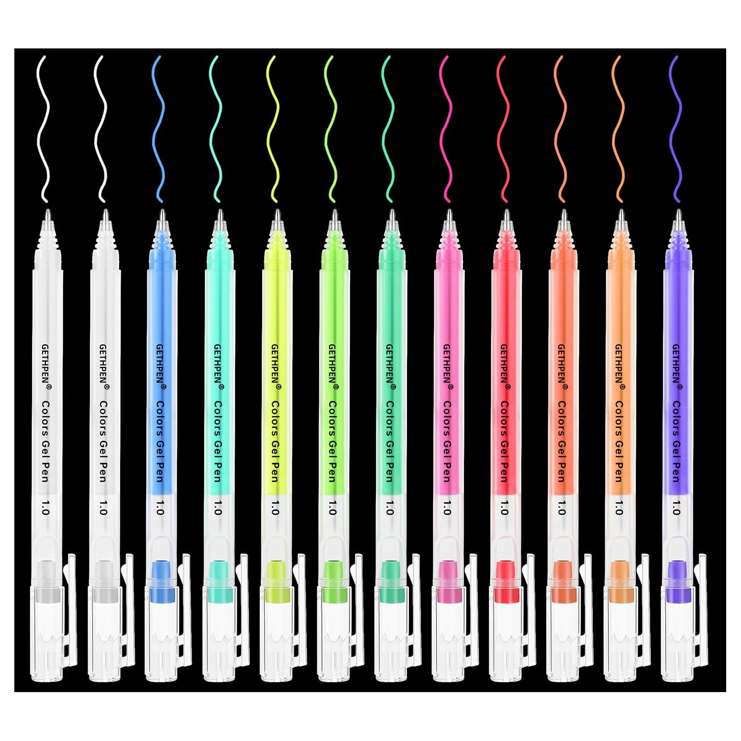 White Gel Pens 11-Colors Gel Pen Set for Black Paper Art, 1.0mm Extra ...